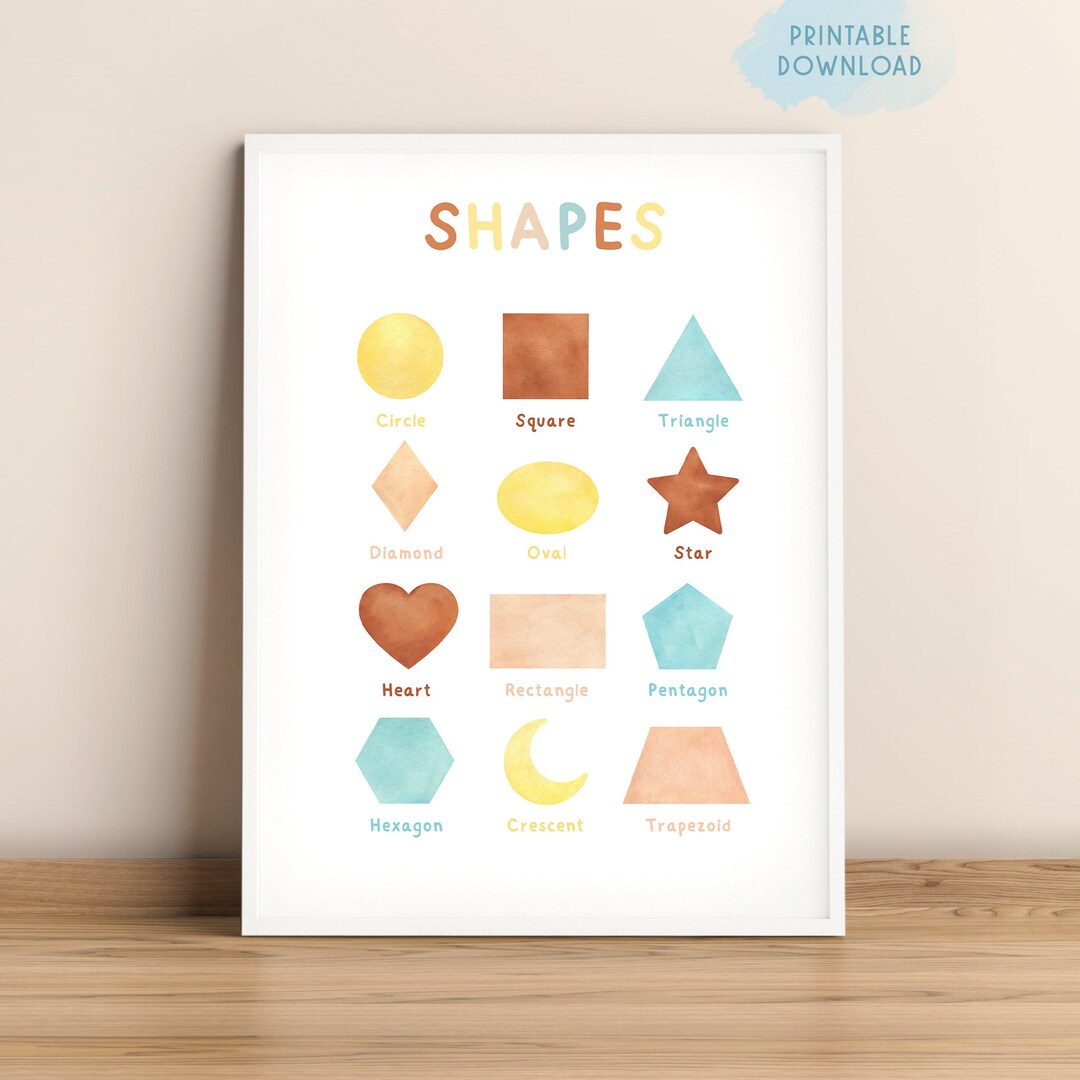Geometric Shapes Print, Montessori Nursery Wall Art, Homeschool ...