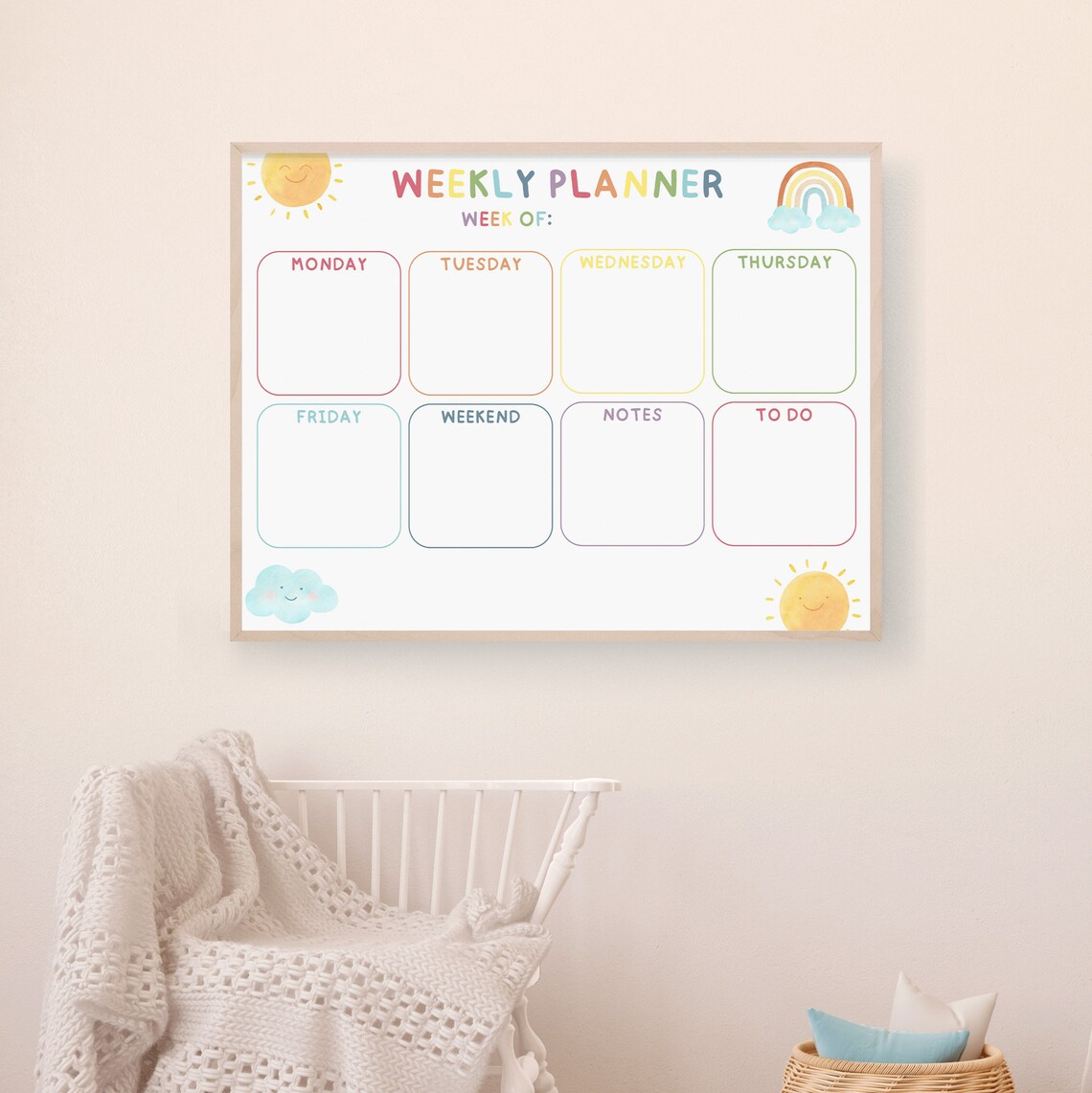 Rainbow Kids Weekly Calendar, Colorful Daily Planner, Homeschool ...