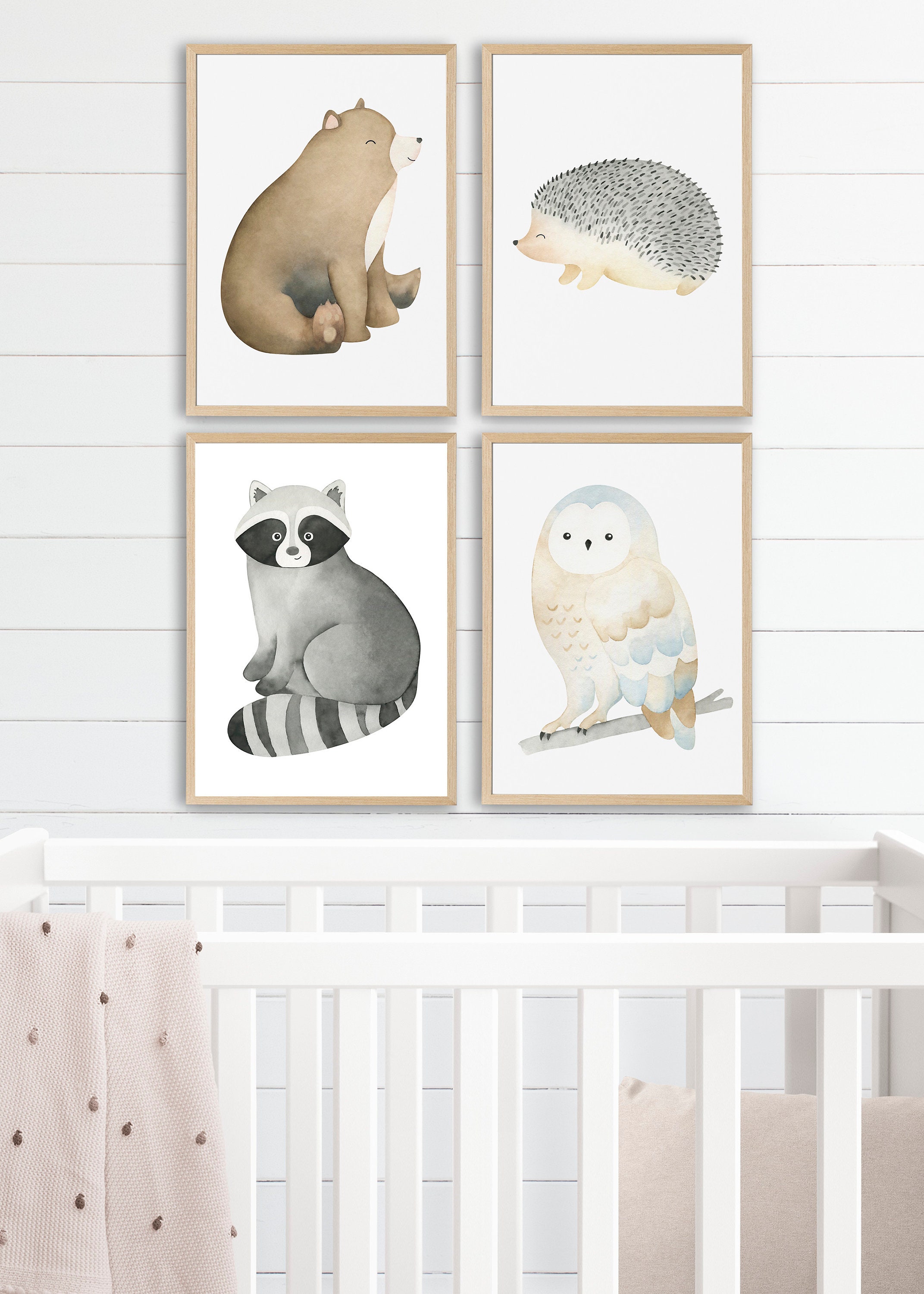 Woodland Animals Poster Watercolor Nursery Printable Wall - Etsy