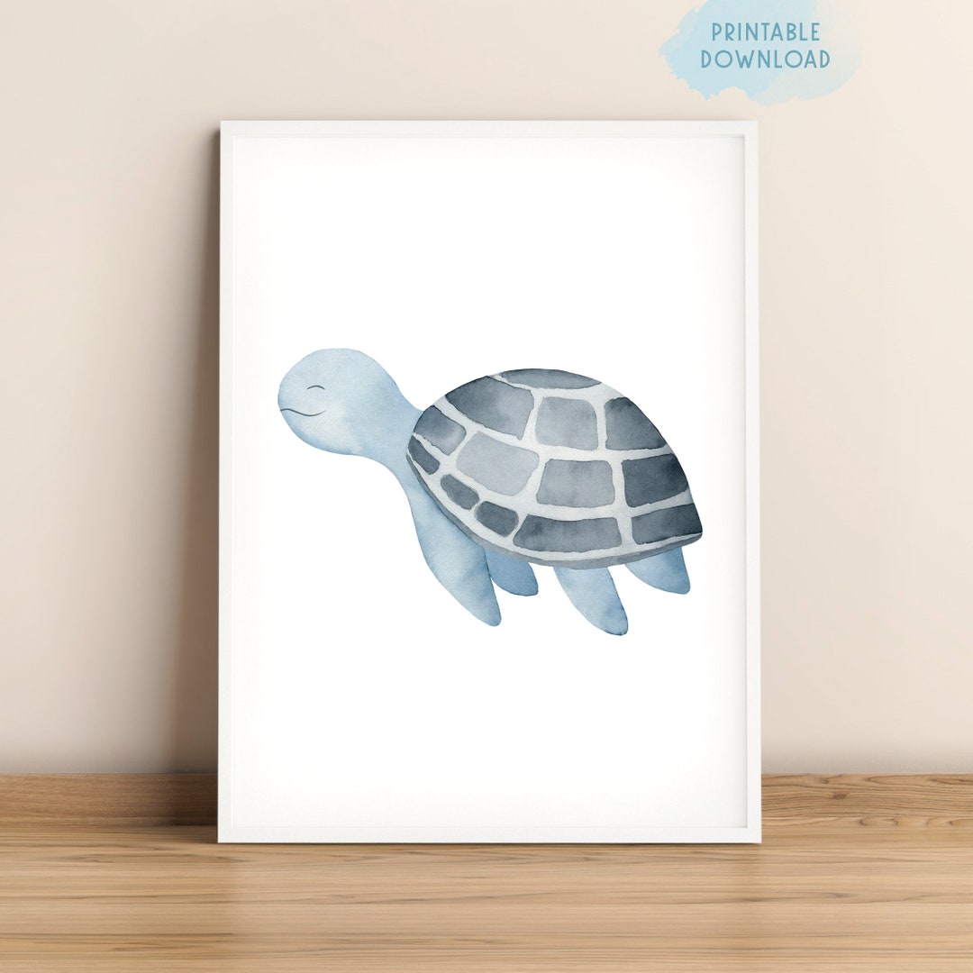 Sea Turtle Poster, Ocean Animal Nursery Print, Playroom Decor, Kids ...