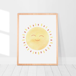 Watercolor Smiling Sun Printable, Cute Neutral Nursery Wall Art, Boho ...