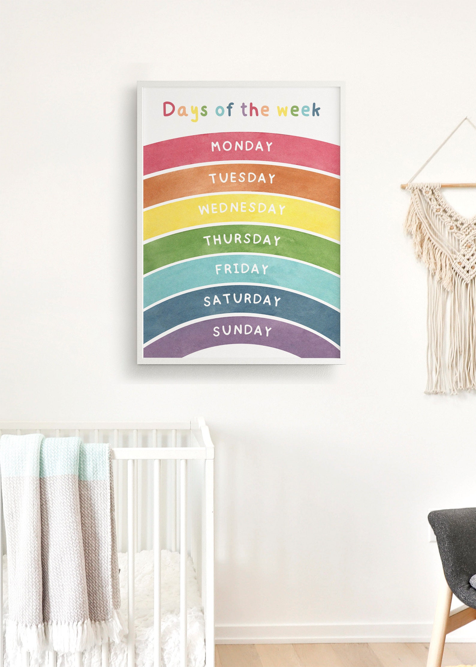Rainbow Days of the Week Poster, Printable Educational Wall Art ...