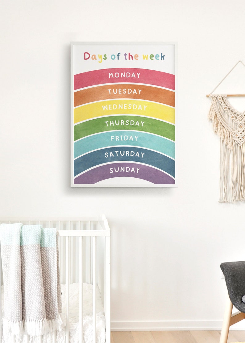 Rainbow Days of the Week Poster, Printable Educational Wall Art ...
