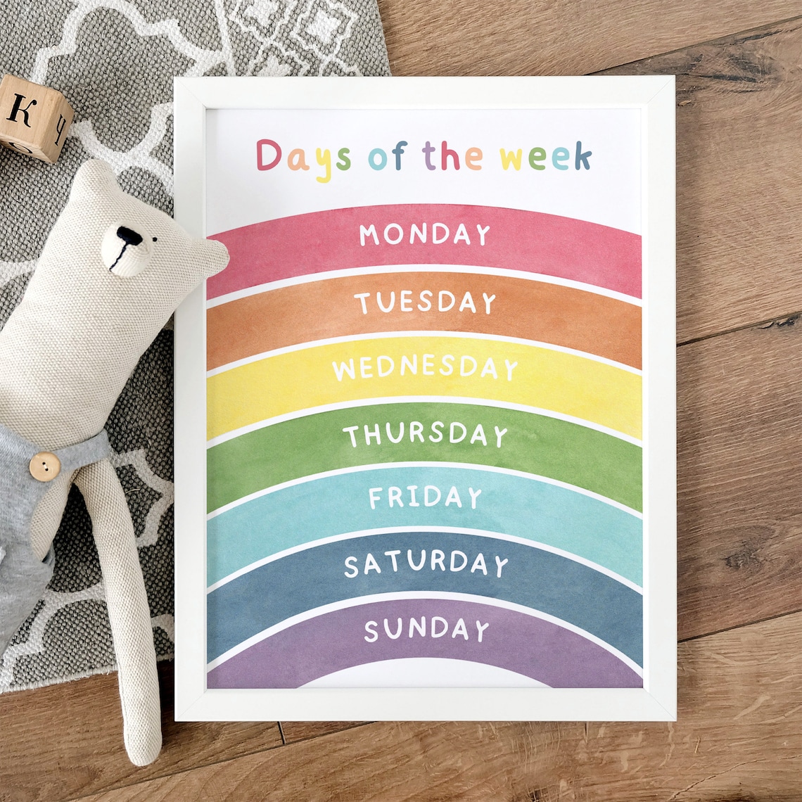 Rainbow Days of the Week Poster, Printable Educational Wall Art ...
