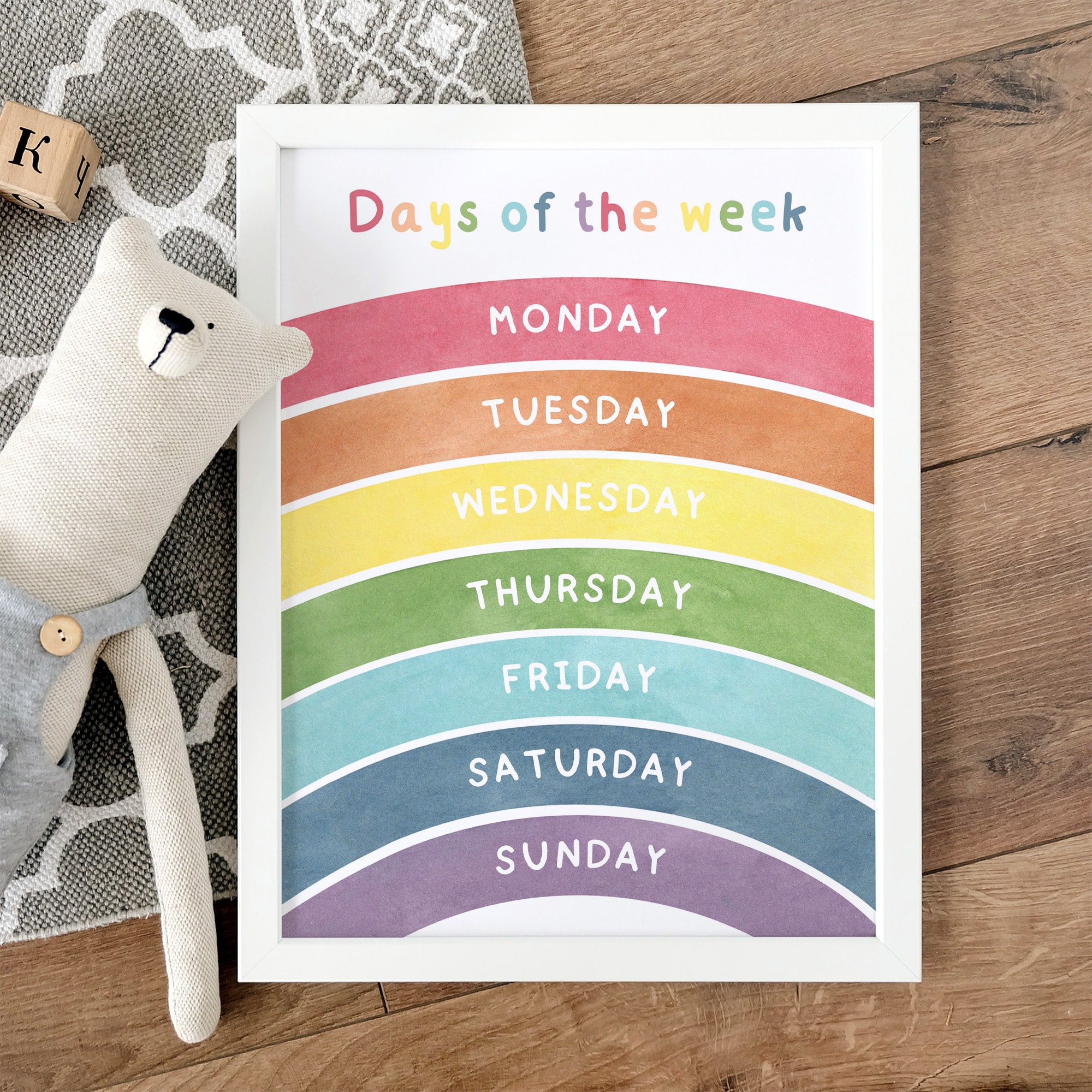 Rainbow Days of the Week Poster, Printable Educational Wall Art ...