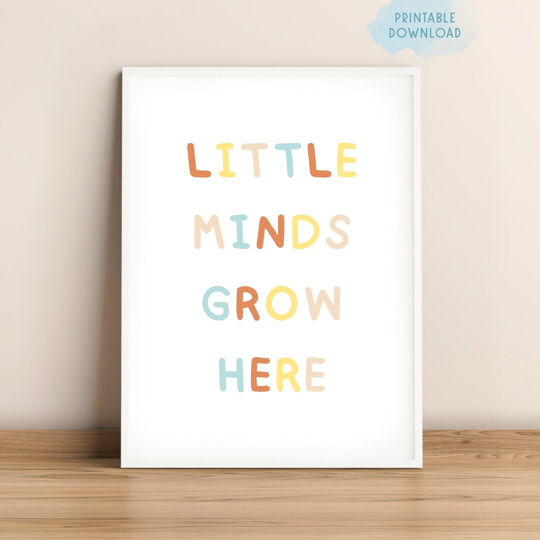 Little Minds Grow Here Poster, Kids Playroom Printable, Rainbow Nursery ...