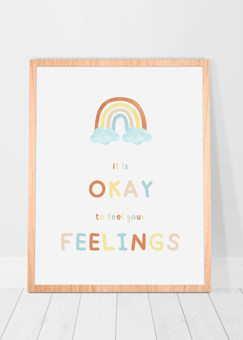 It is Okay to Feel Your Feelings Motivational Poster, Kids Feelings ...