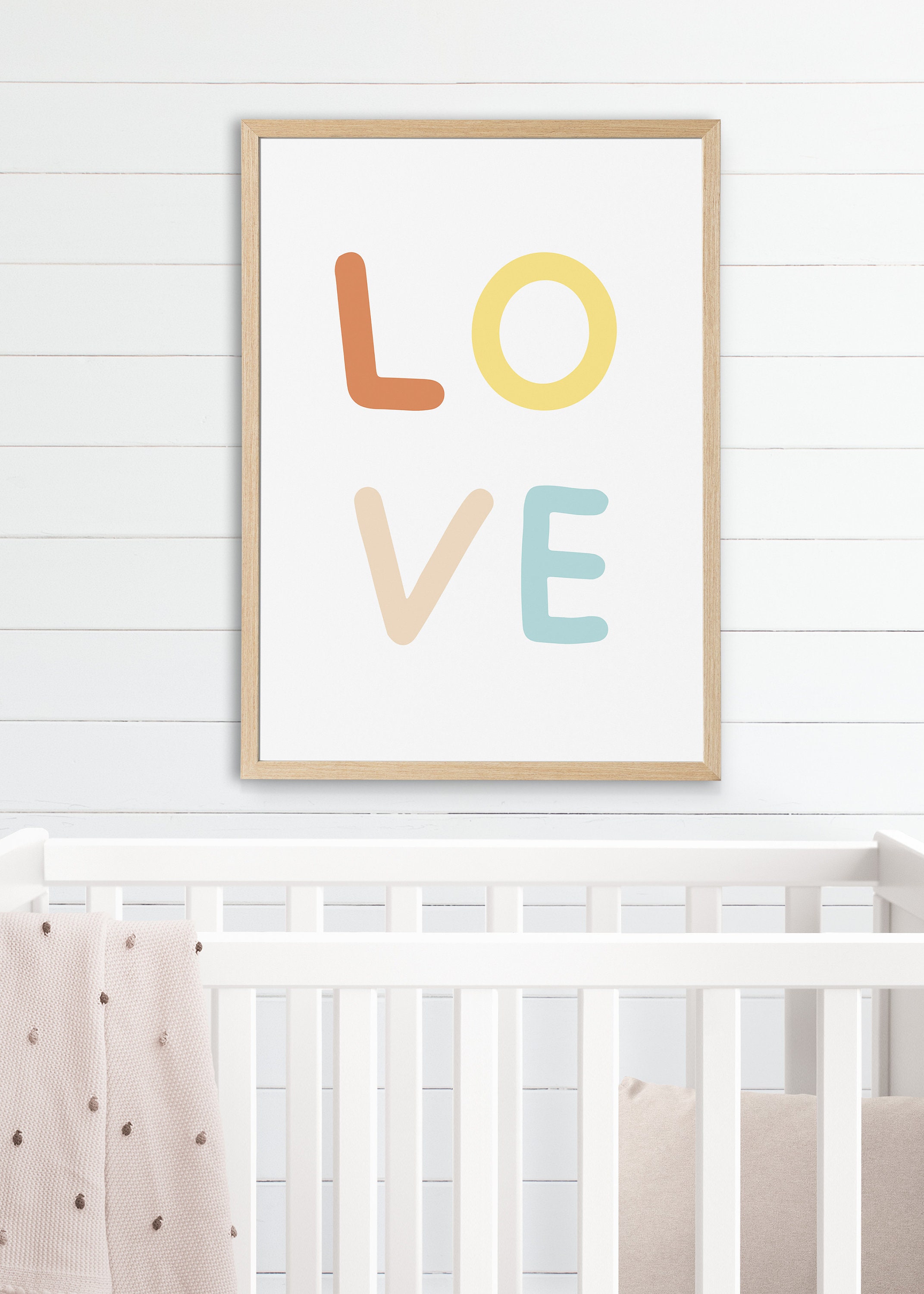 Love Poster, Kids Playroom Printable, Rainbow Nursery Wall Art, Neutral ...