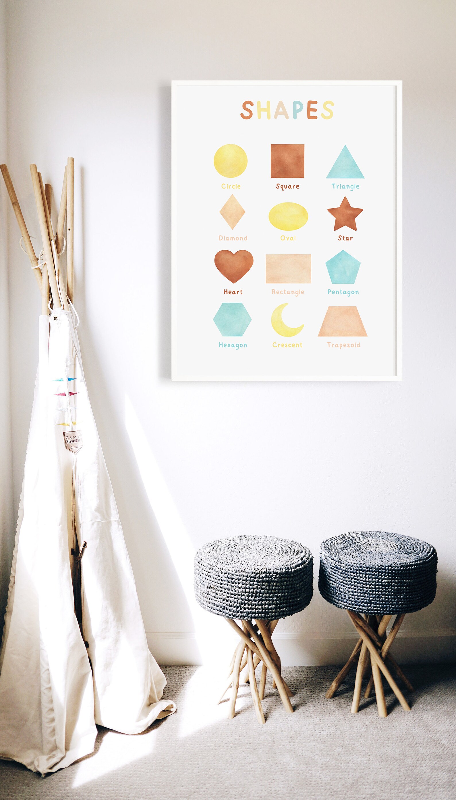 Geometric Shapes Print, Montessori Nursery Wall Art, Homeschool ...