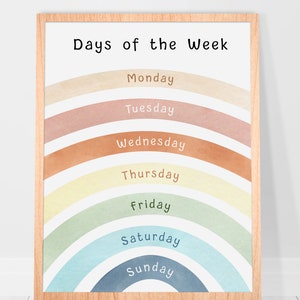 Rainbow Days of the Week Poster, Printable Educational Wall Art ...