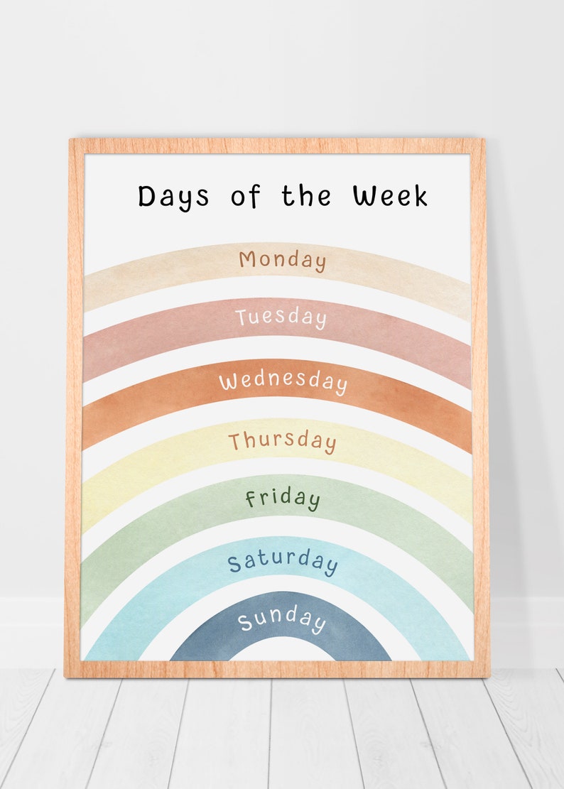Rainbow Days of the Week Poster, Printable Educational Wall Art ...
