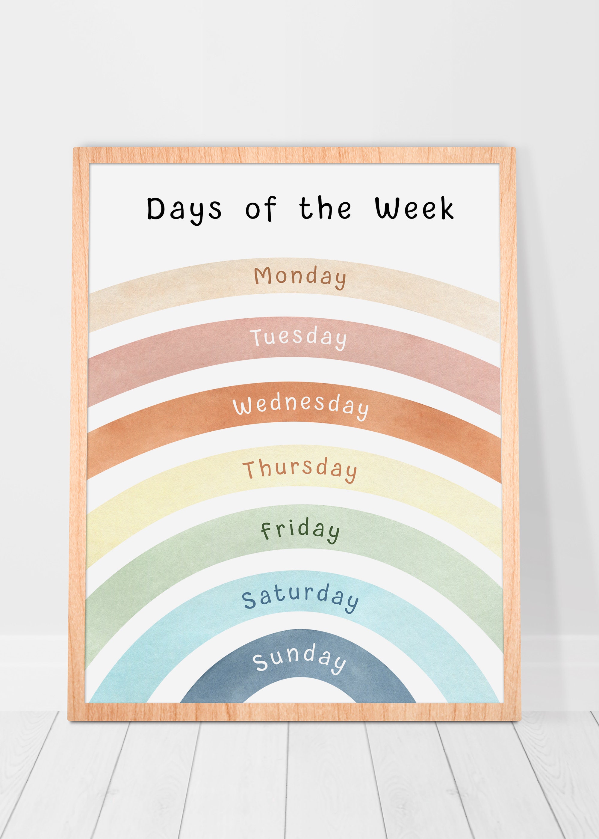 Rainbow Days of the Week Poster, Printable Educational Wall Art ...