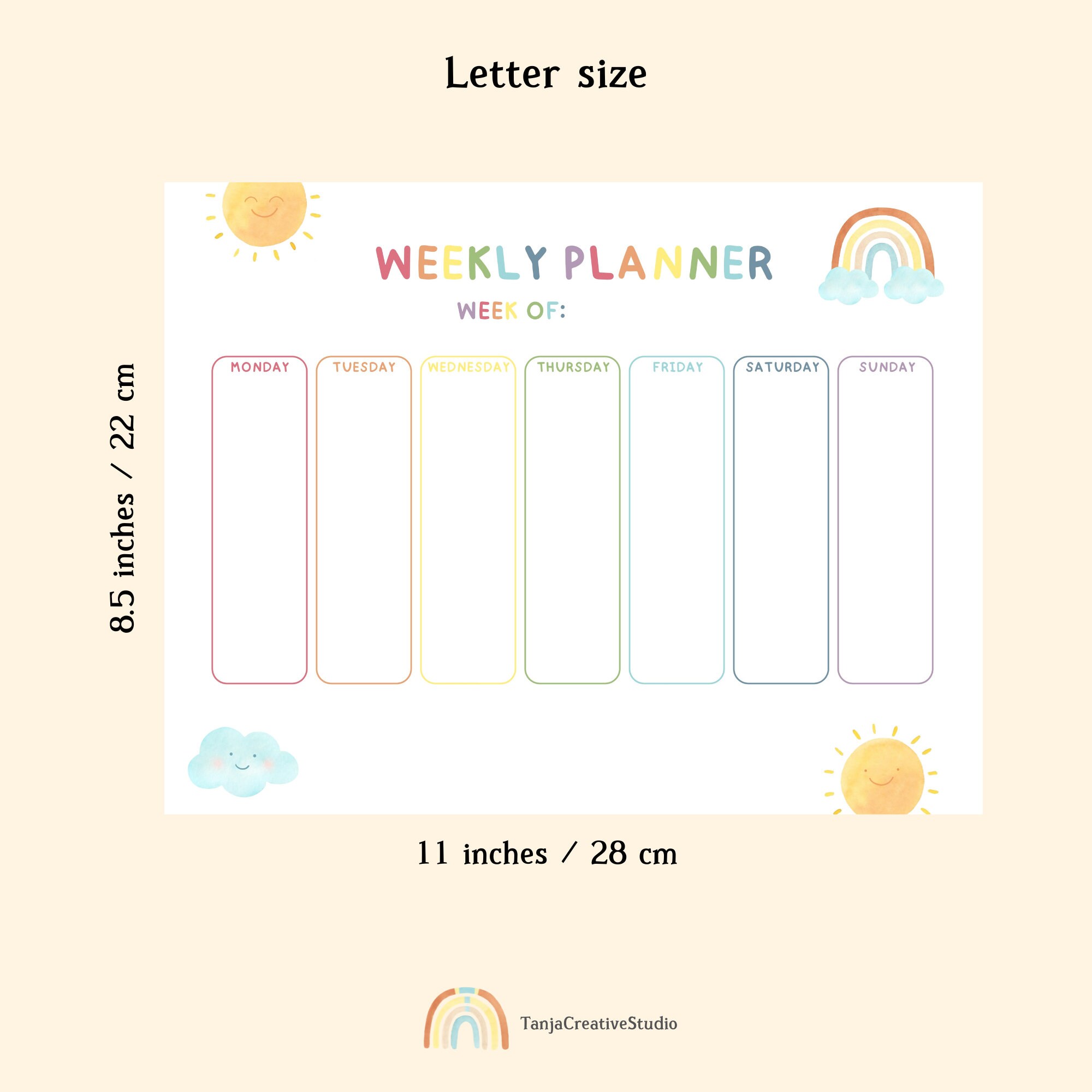 Weekly Planner for Kids, School Routine Chart, Printable Homeschool ...