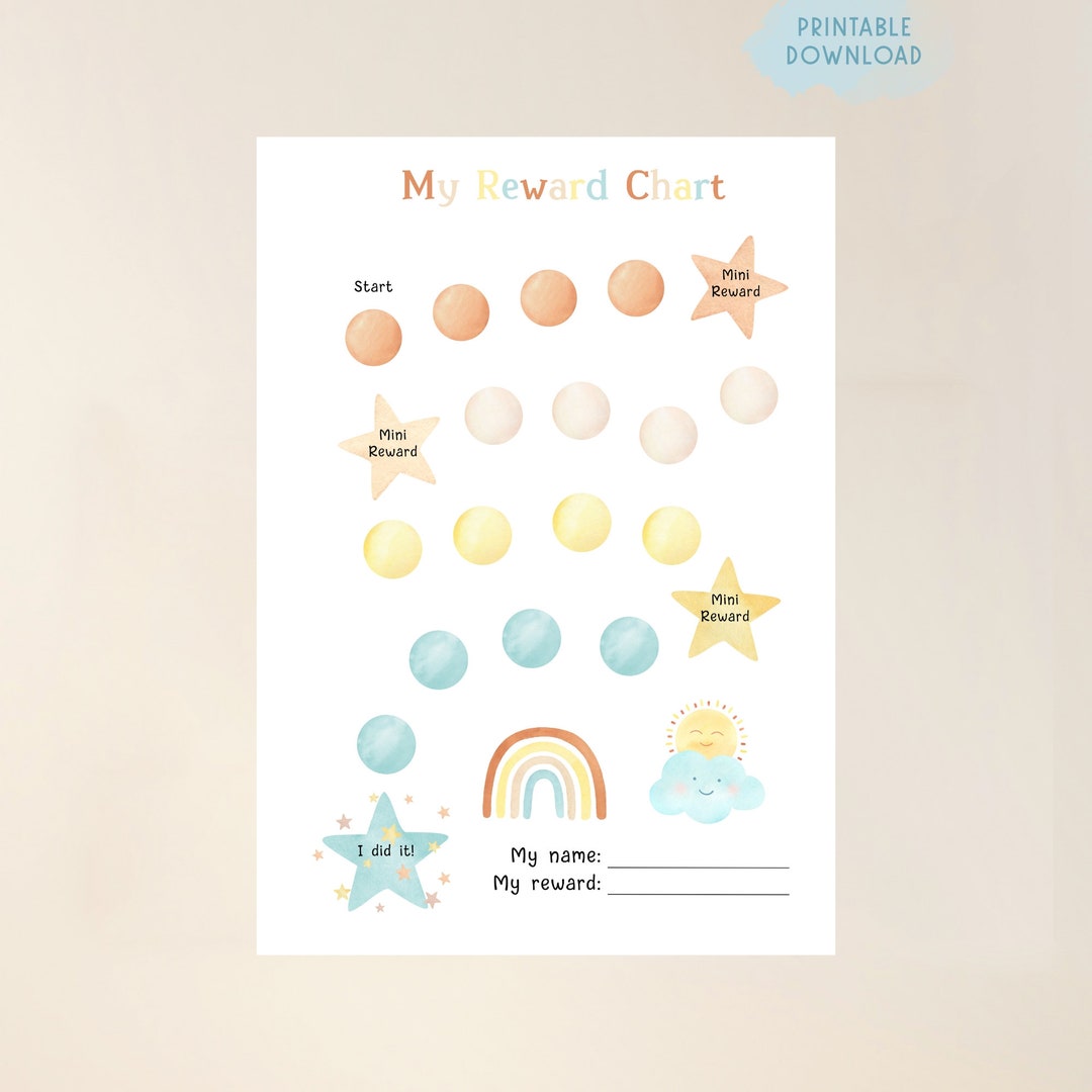 My Reward Chart Printable, Toddler Routine Sticker Chart, Rainbow ...