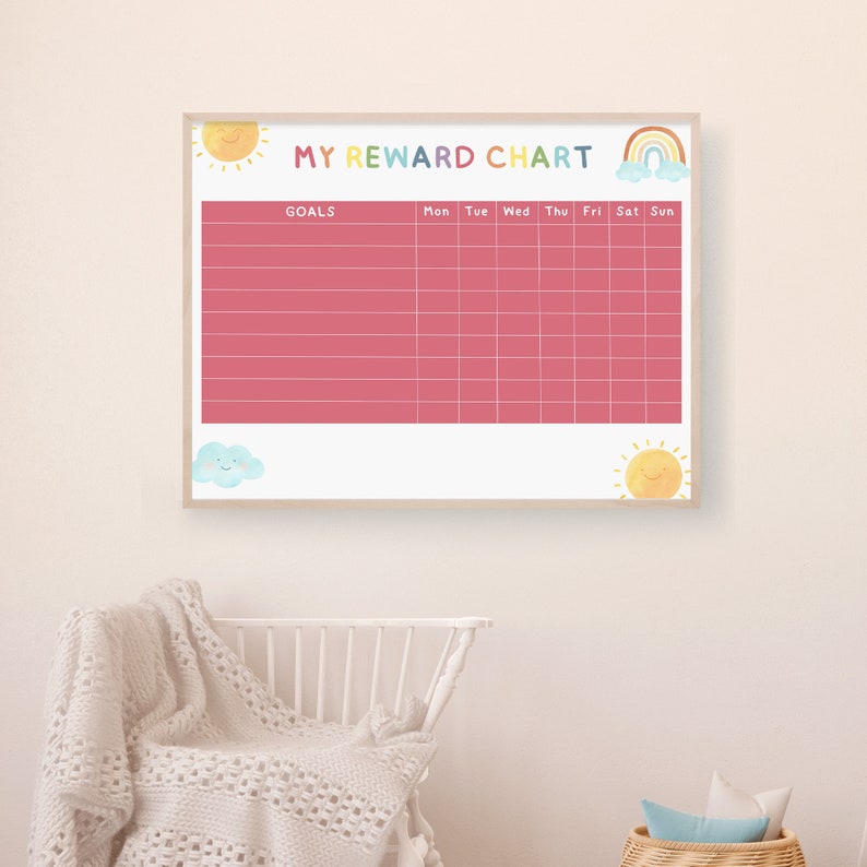 My Reward Chart Printable, Toddler Routine Colorful Chart, Rainbow ...