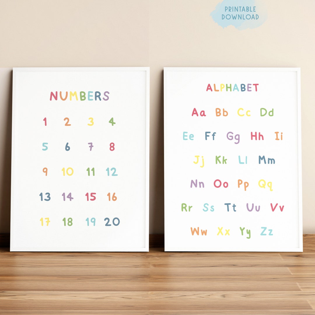 Numbers and Alphabet Printable, Classroom Decor, Kids Learning Posters ...