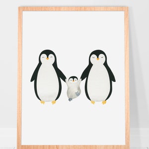 Penguin Family Nursery Printable, Kids Neutral Wall Art, Cute ...