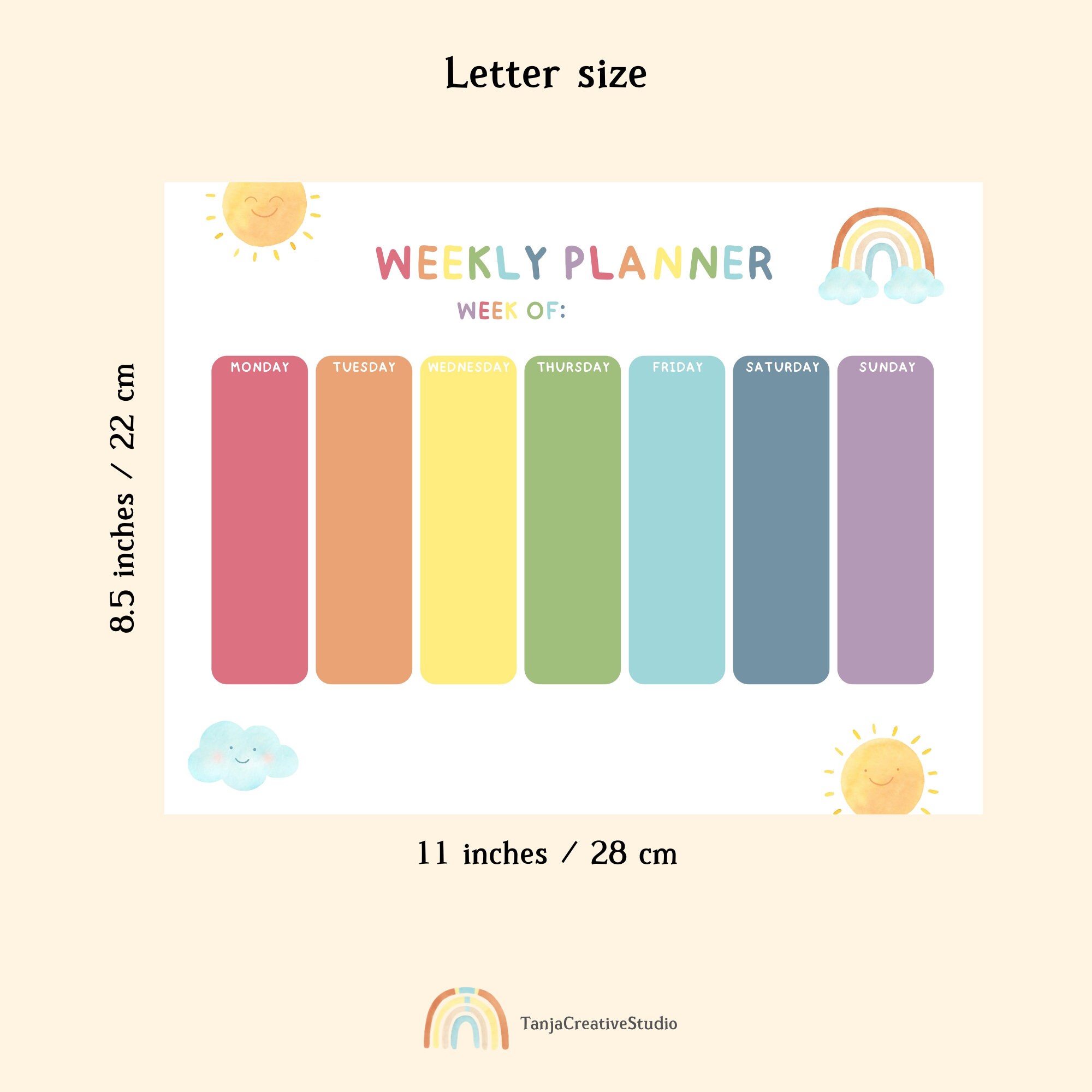Weekly Planner for Kids, School Routine Chart, Colorful Homeschool ...