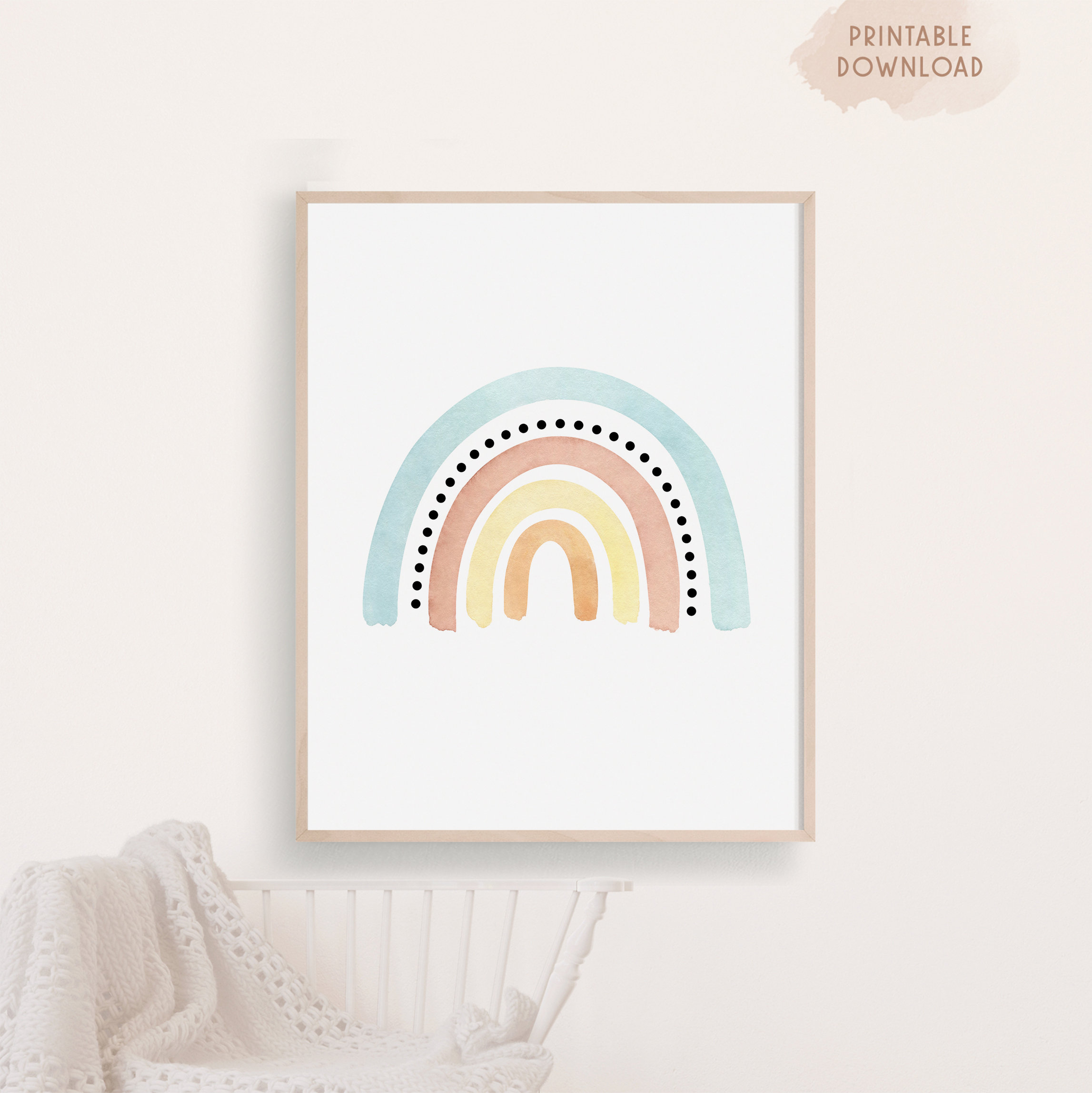 Rainbow Nursery Wall Art, Printable Kids Room Rainbow Poster, Neutral ...