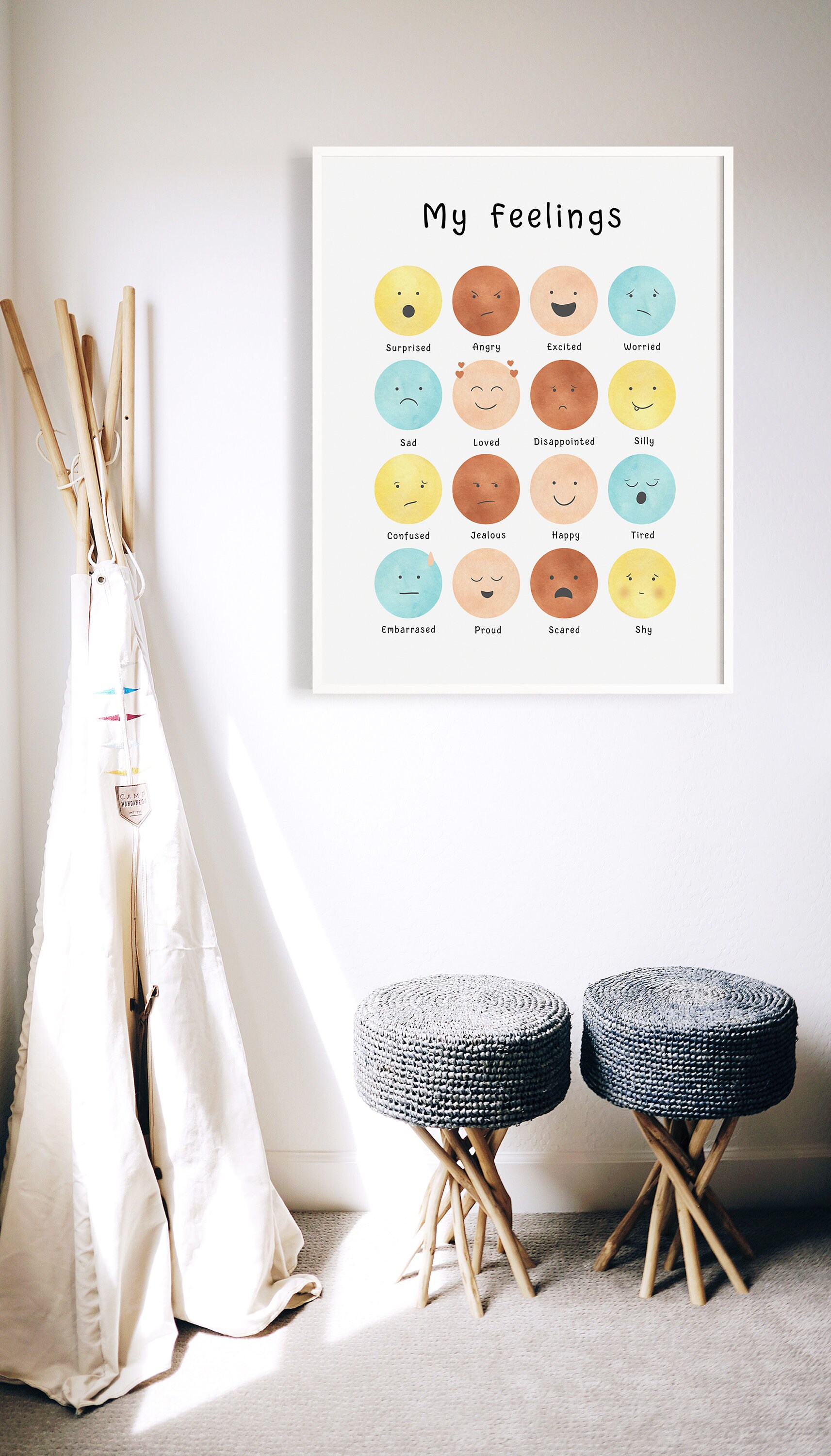 My Feelings Printable, Kids Educational Poster, Rainbow Emotions Chart ...