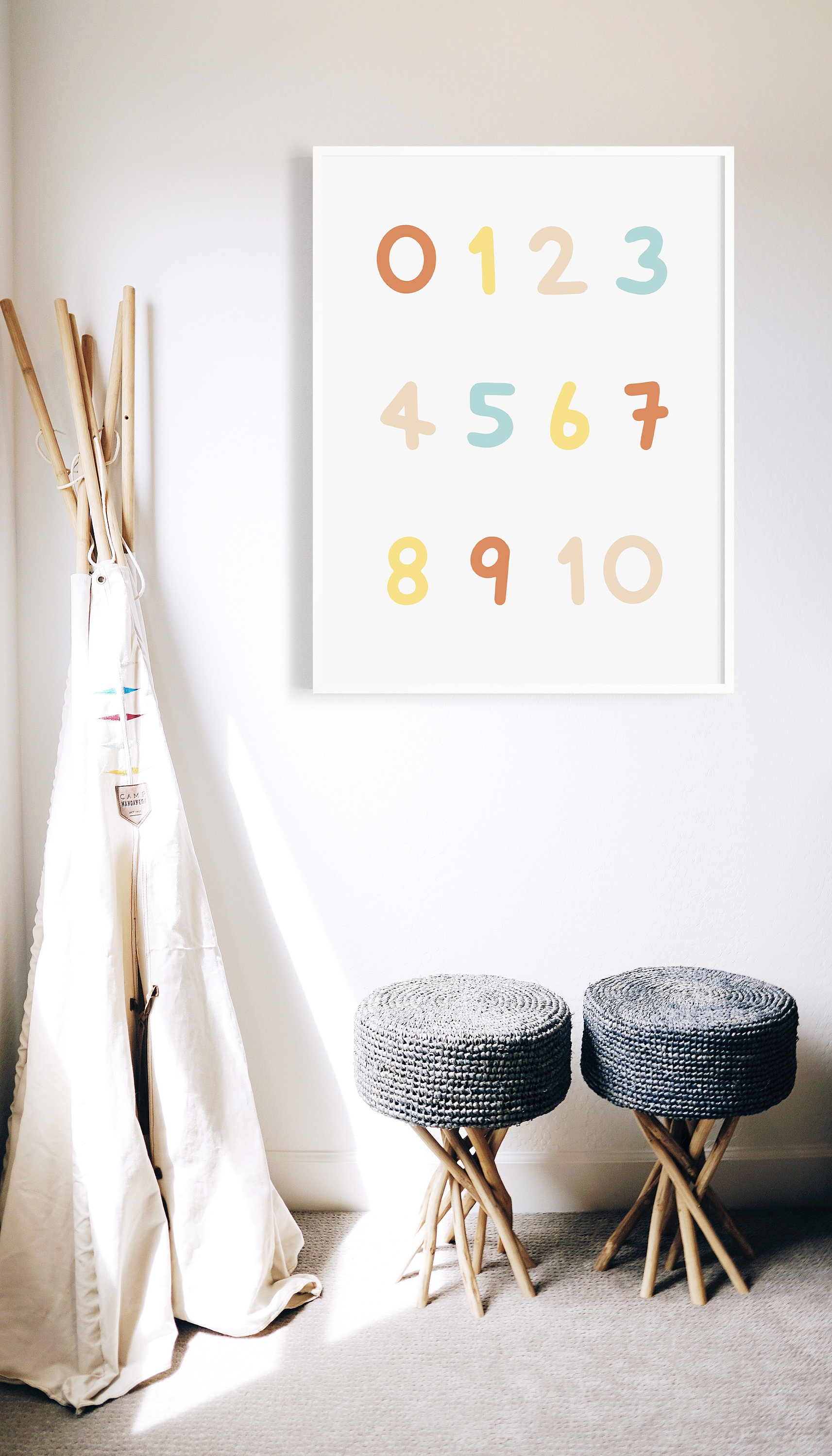 Rainbow Numbers Educational Poster, Numbers 0-10 Print, Kids Playroom ...