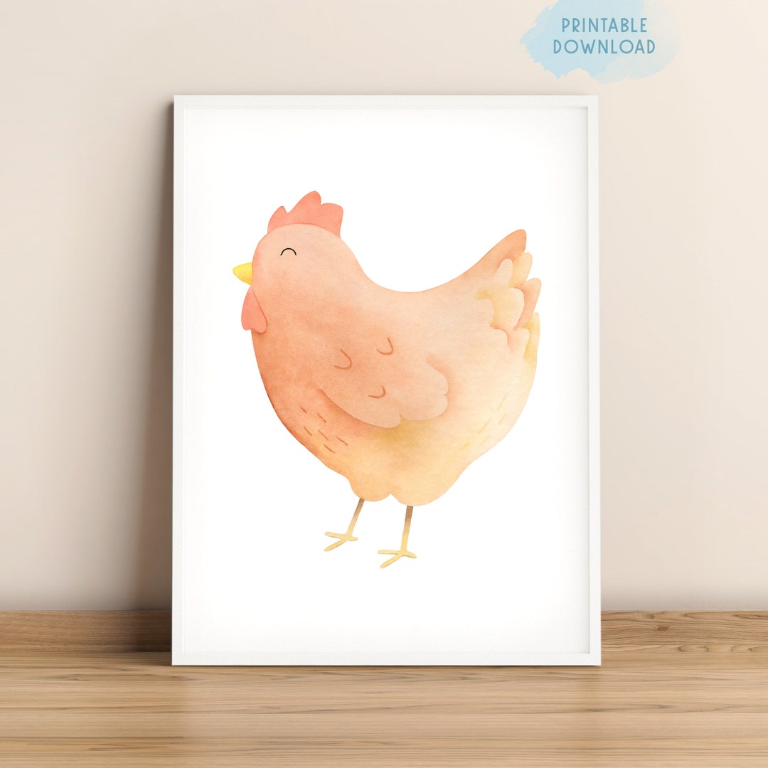 Cute Chicken Nursery Poster, Baby Animal Nursery Wall Art, Farmhouse ...