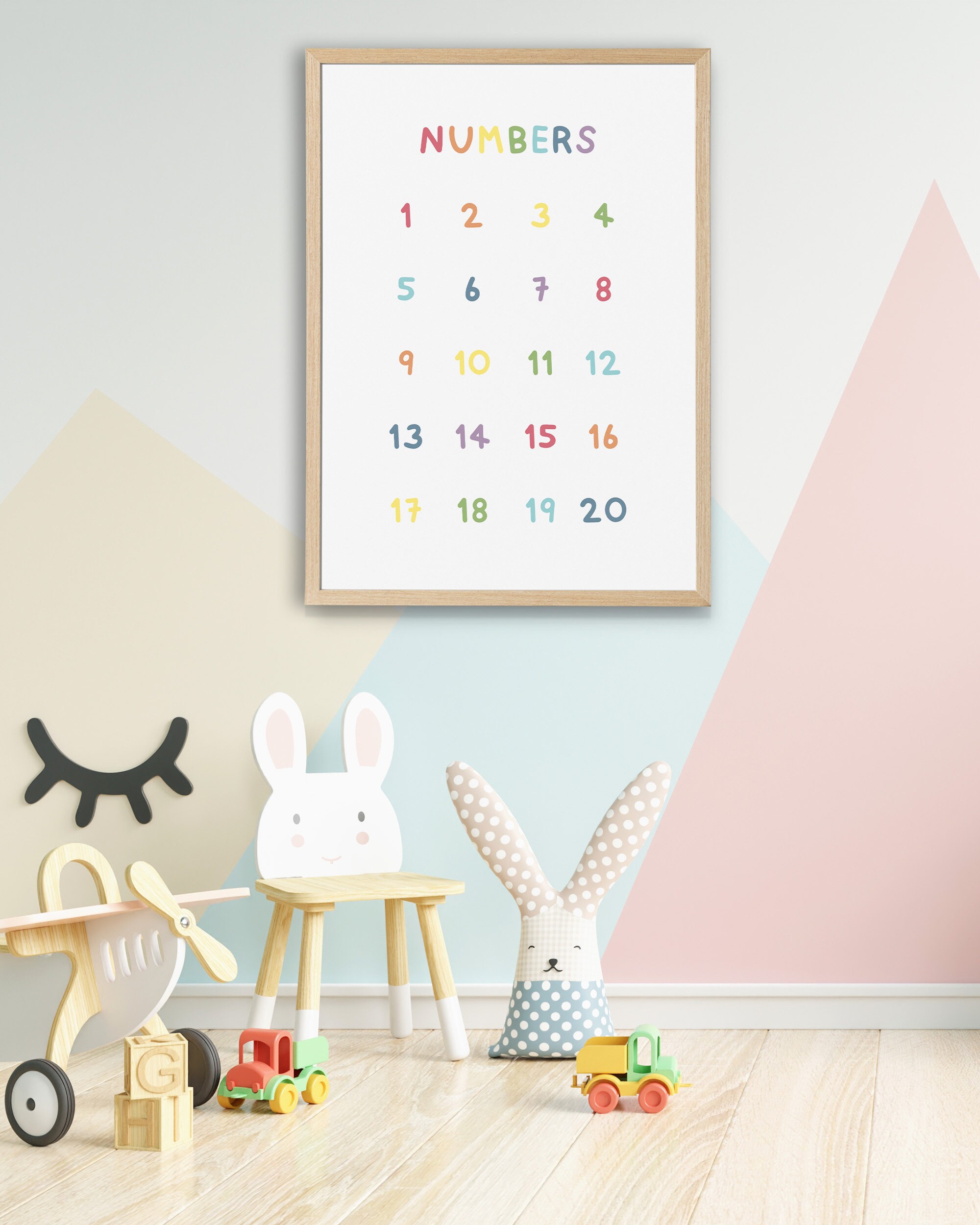 Rainbow Numbers Educational Poster, Counting 1-20 Print, Kids Playroom ...