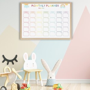 Rainbow Kids Monthly Calendar, Colorful Daily Planner, Homeschool ...