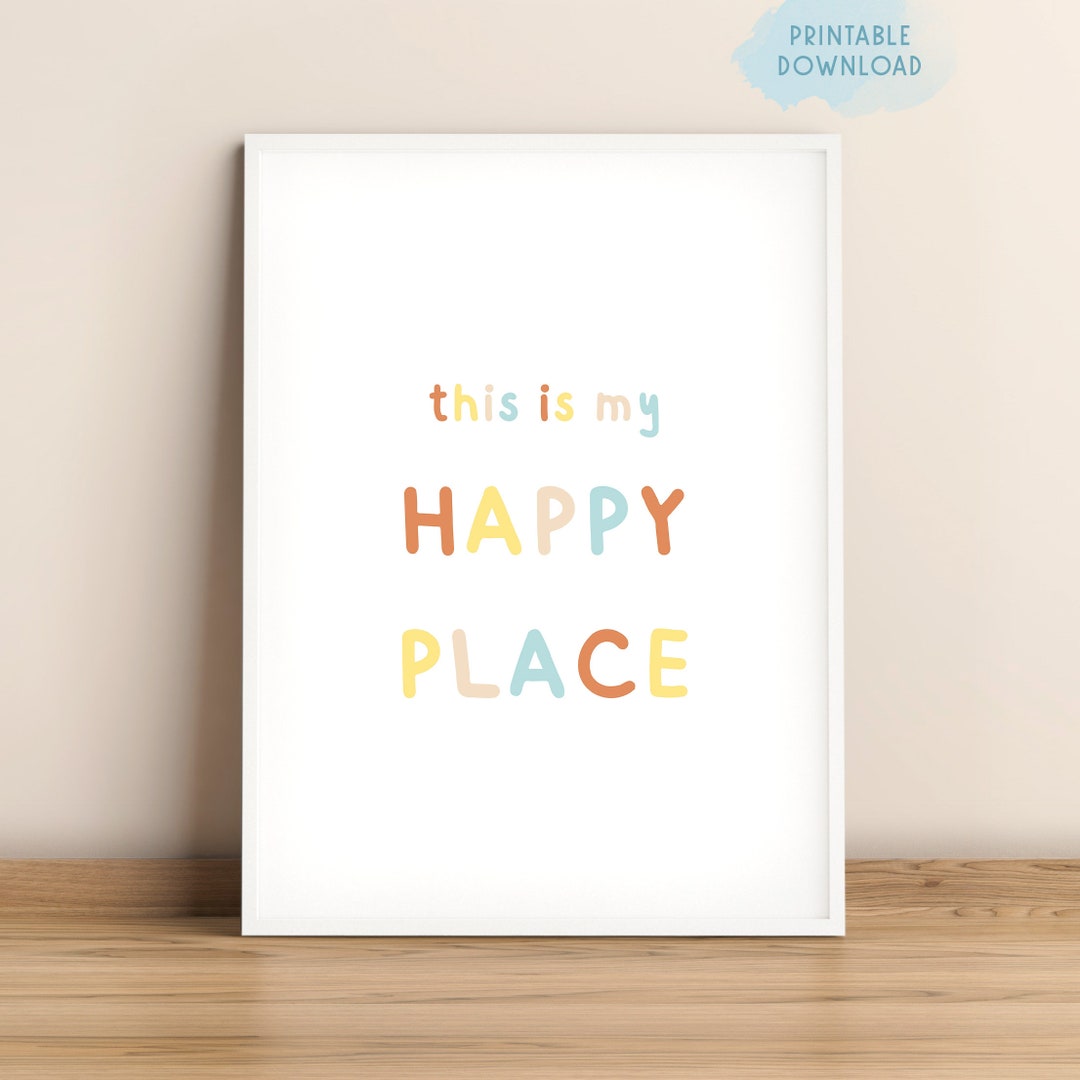 This is My Happy Place Poster, Kids Playroom Printable, Rainbow Nursery ...