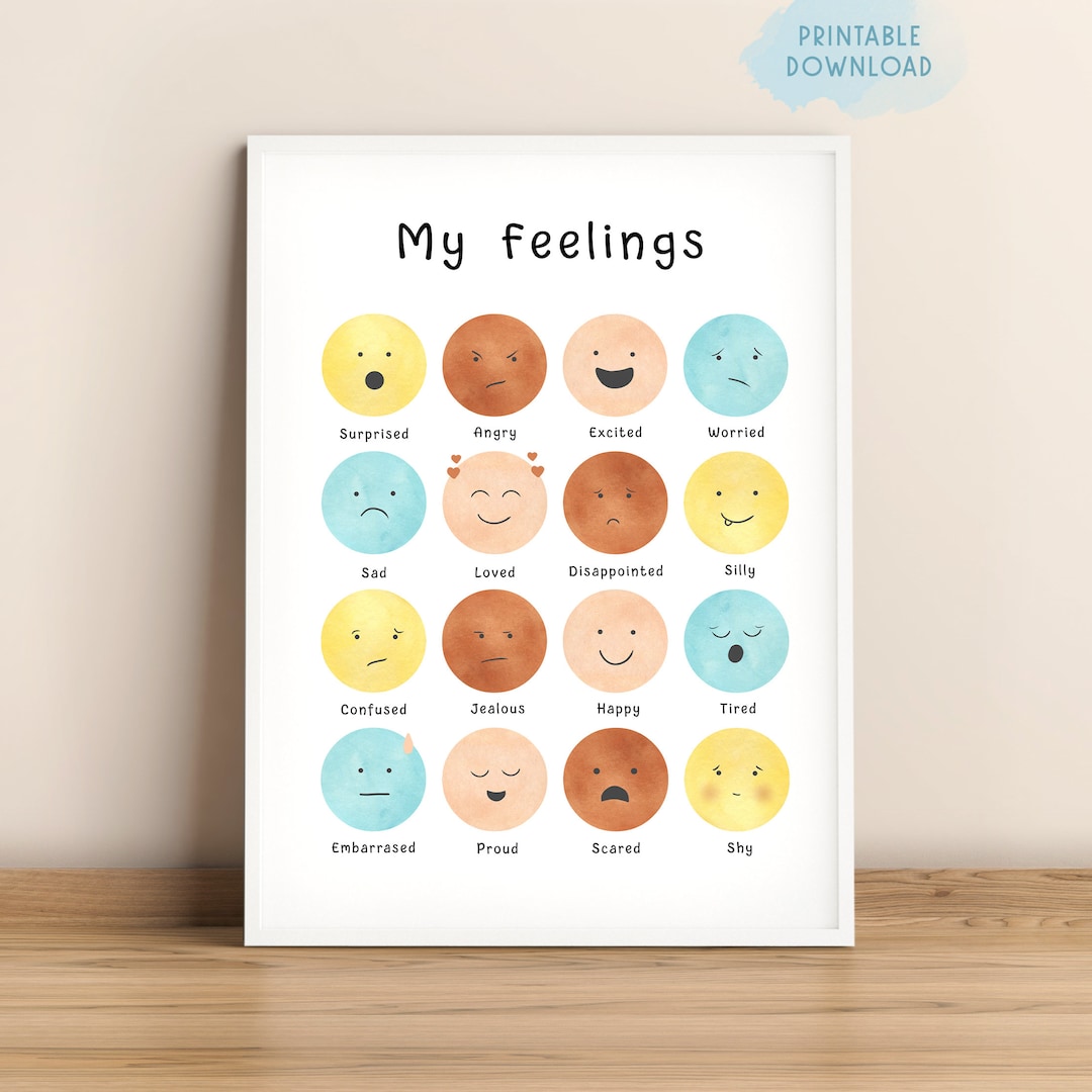 My Feelings Printable, Kids Educational Poster, Rainbow Emotions Chart ...