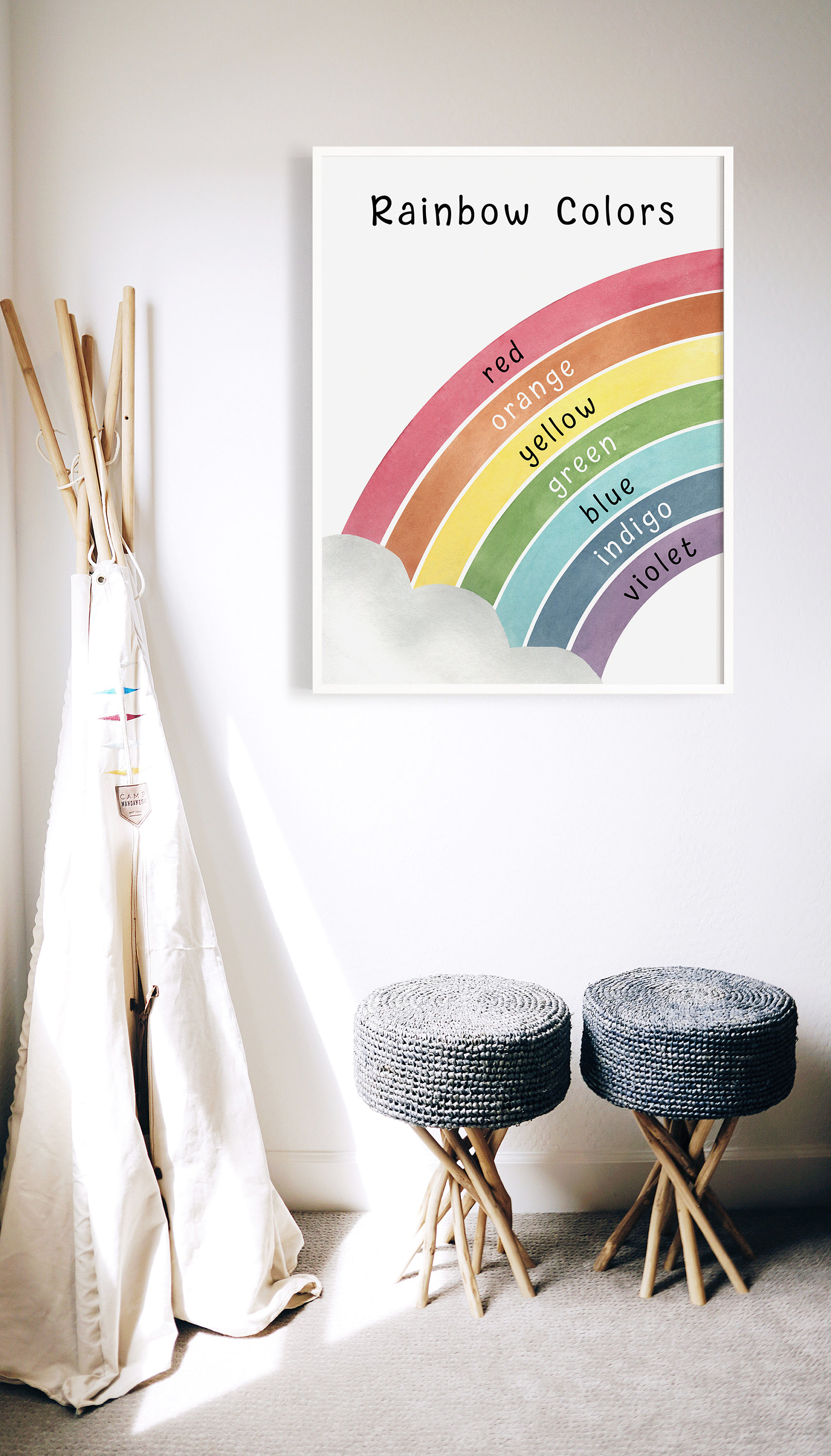 Rainbow Colors Learning Poster, Kids Educational Wall Art, Teacher ...