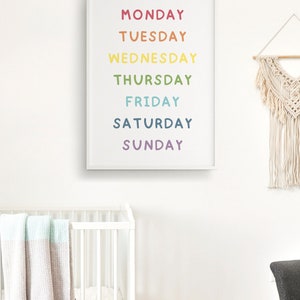 Rainbow Days of the Week Poster, Printable Educational Wall Art ...