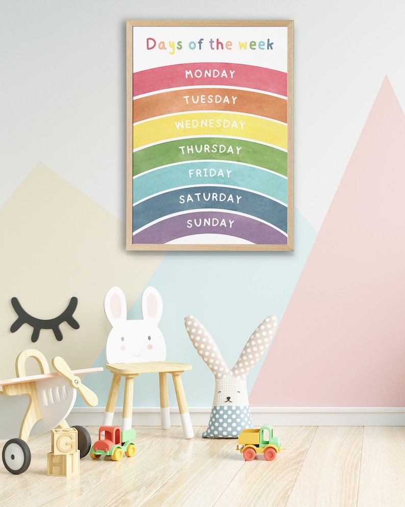 Rainbow Days of the Week Poster, Printable Educational Wall Art ...