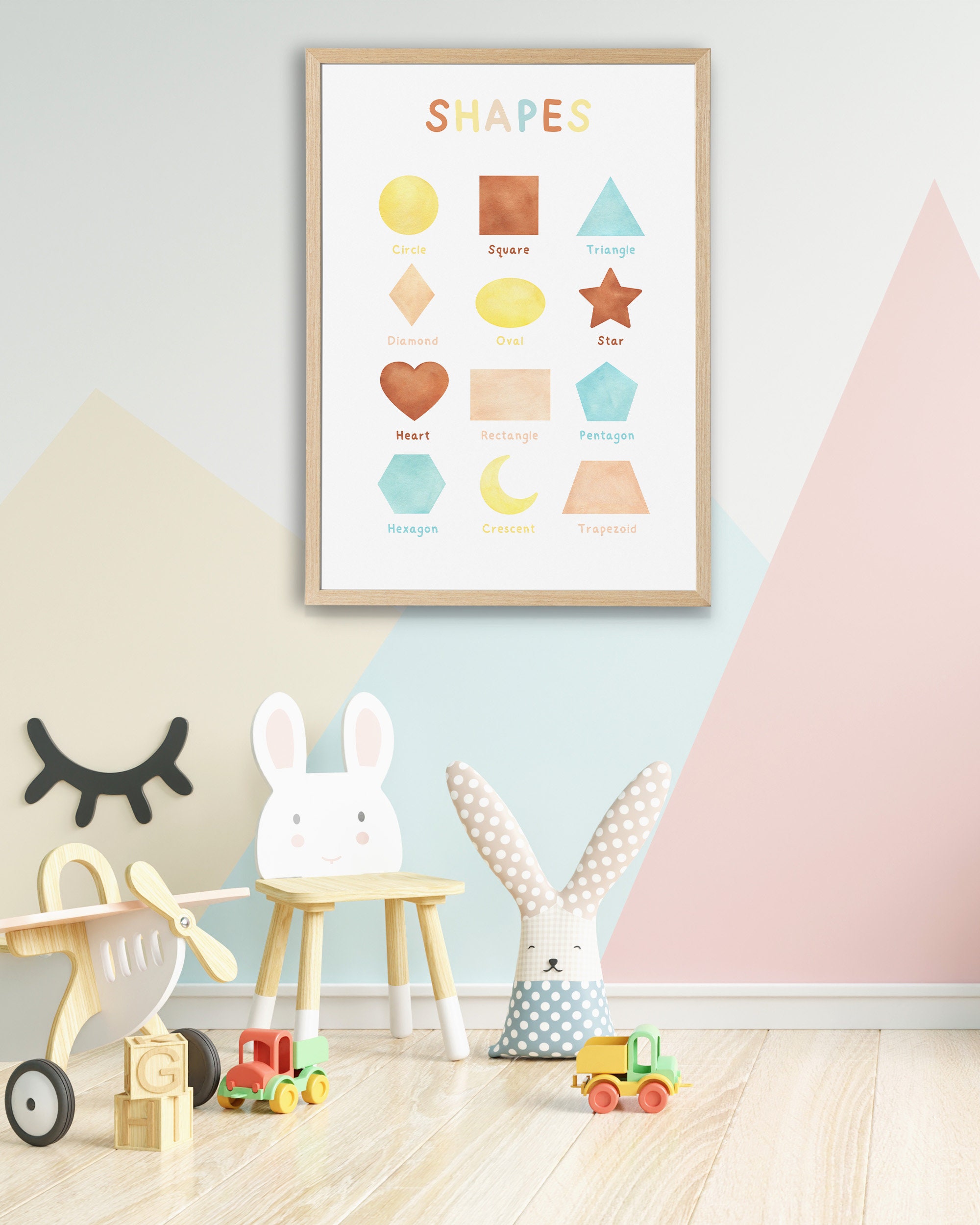 Geometric Shapes Print, Montessori Nursery Wall Art, Homeschool ...
