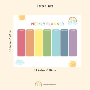 Colorful Weekly Planner for Kids, School Routine Chart, Homeschool ...
