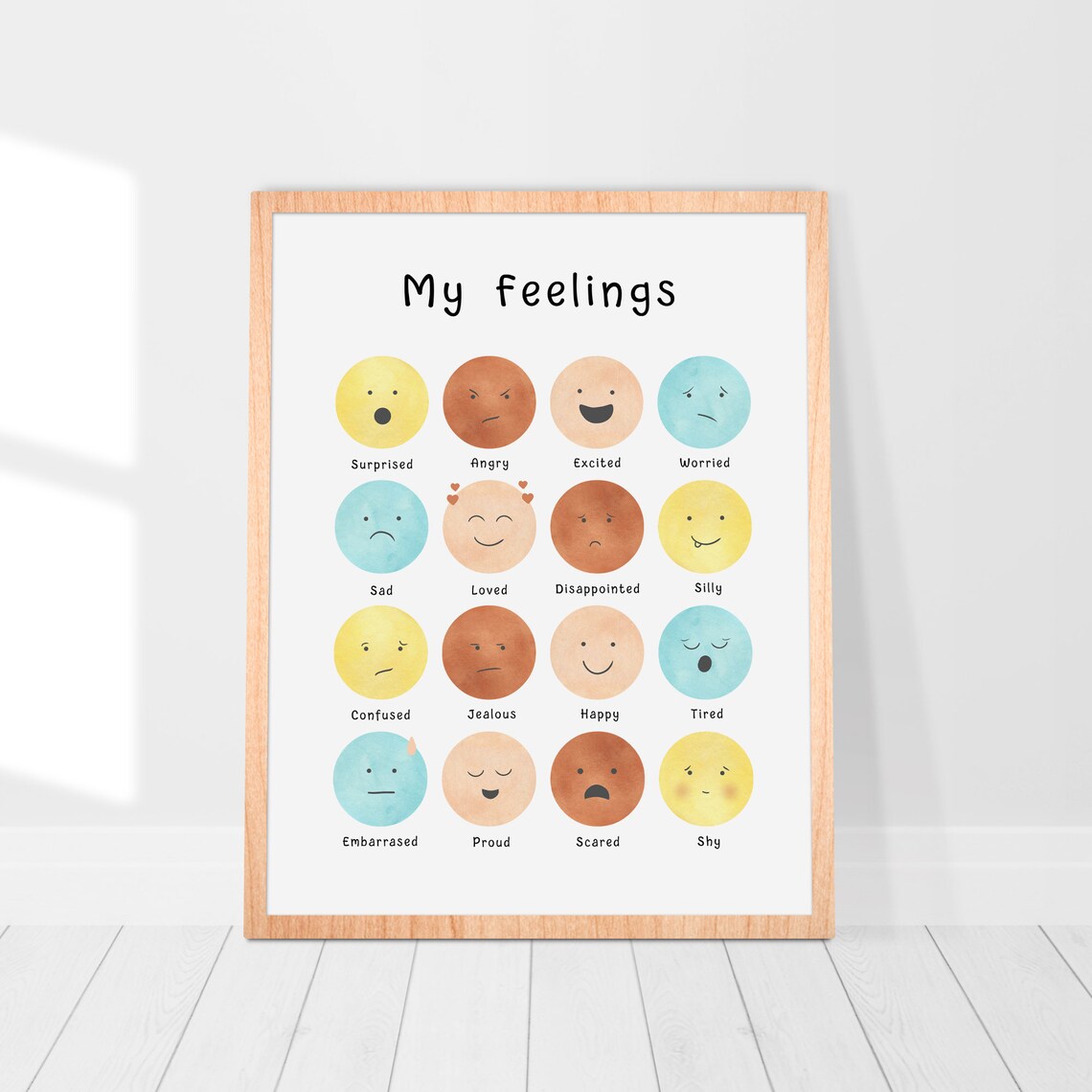 My Feelings Printable, Kids Educational Poster, Rainbow Emotions Chart ...