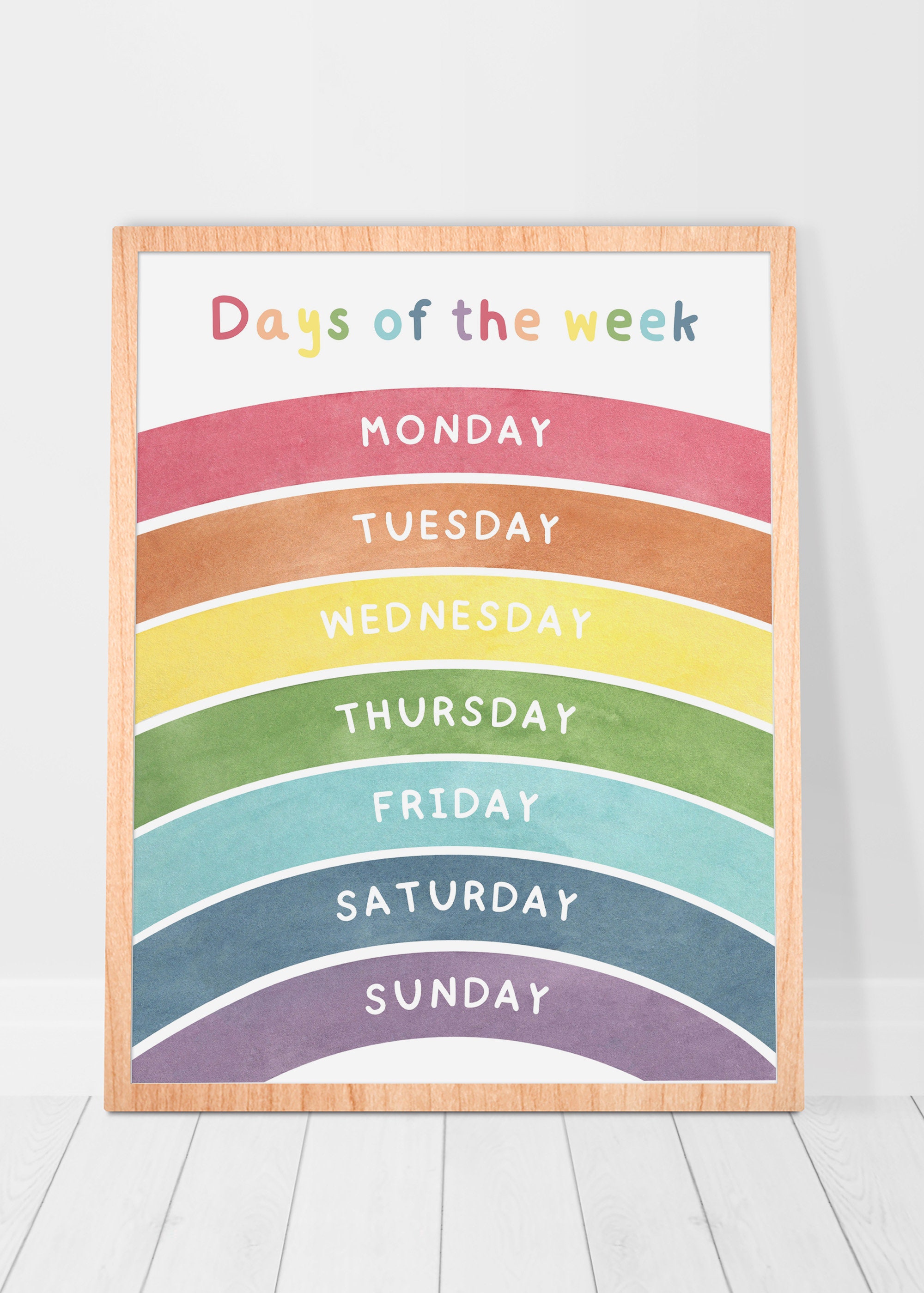 Rainbow Days of the Week Poster, Printable Educational Wall Art ...