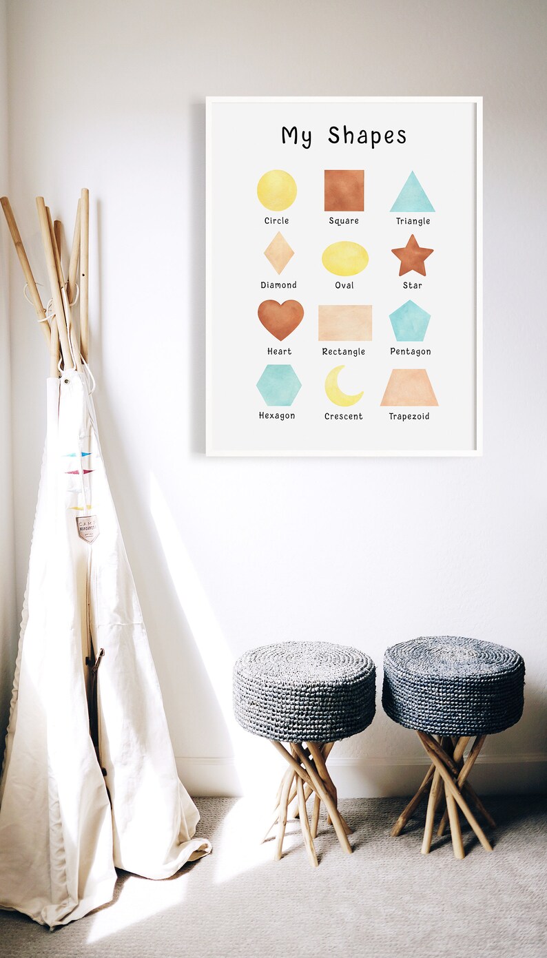 Geometric Shapes Printable, Montessori Nursery Wall Art, Homeschool ...