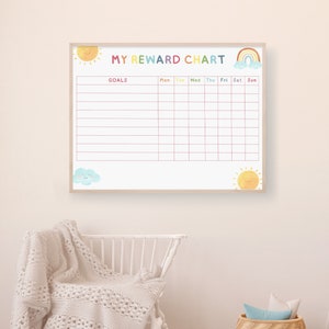 Printable Reward Chart, Toddler Routine Sticker Chart, Rainbow Reward ...
