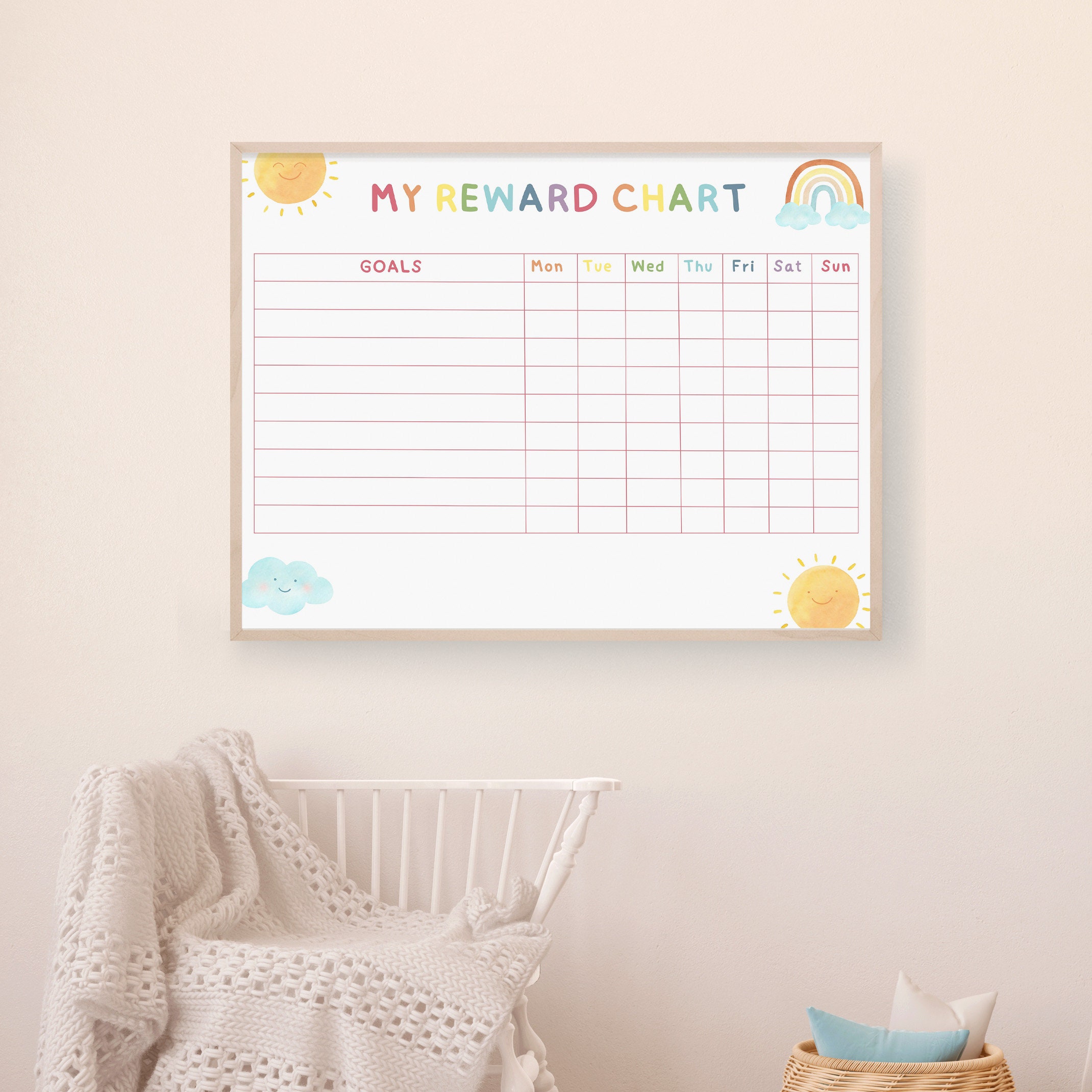 Printable Reward Chart, Toddler Routine Sticker Chart, Rainbow Reward ...
