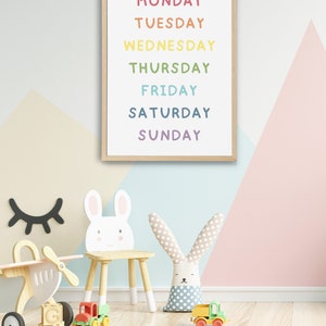 Rainbow Days of the Week Poster, Printable Educational Wall Art ...