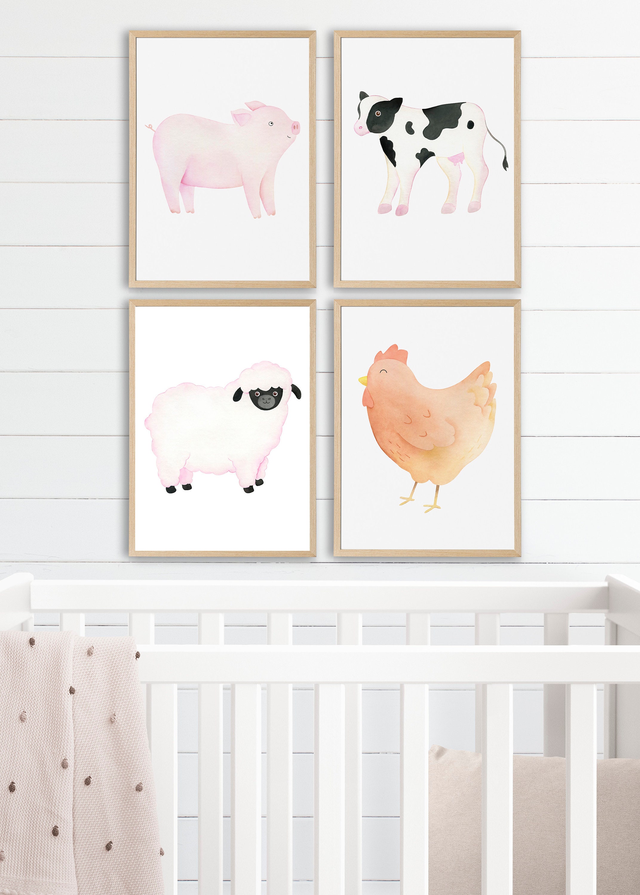Farm Animals Poster Watercolor Nursery Printable Wall Art - Etsy