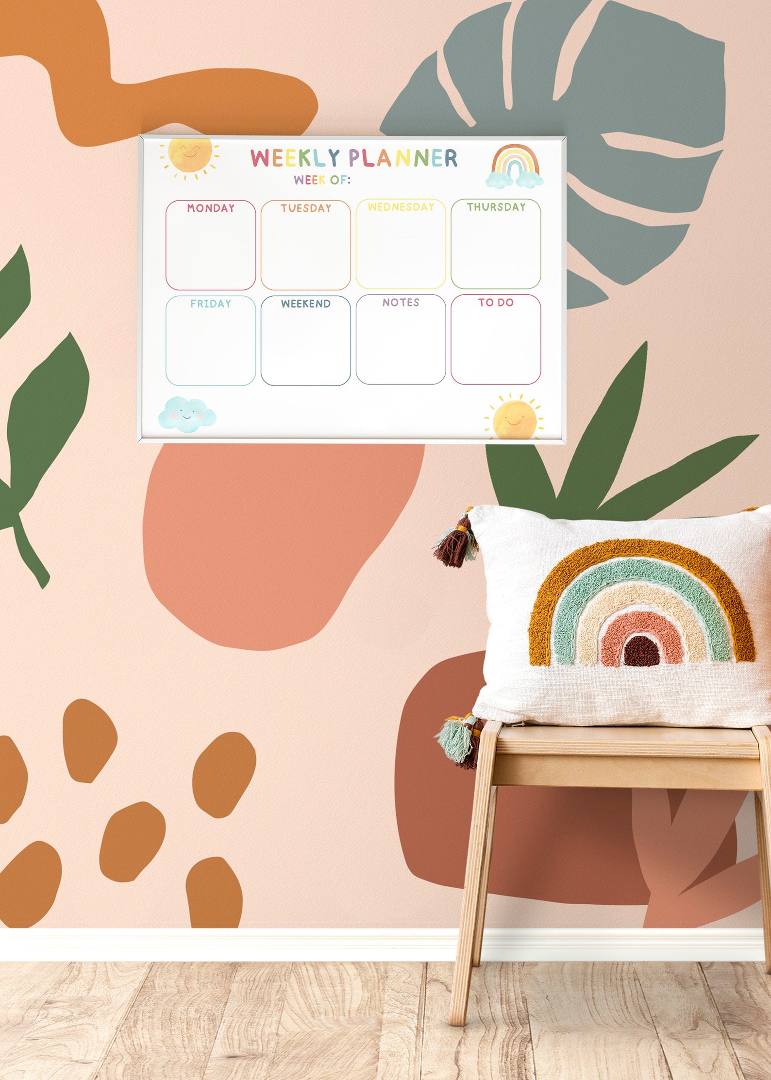 Rainbow Kids Weekly Calendar, Colorful Daily Planner, Homeschool ...