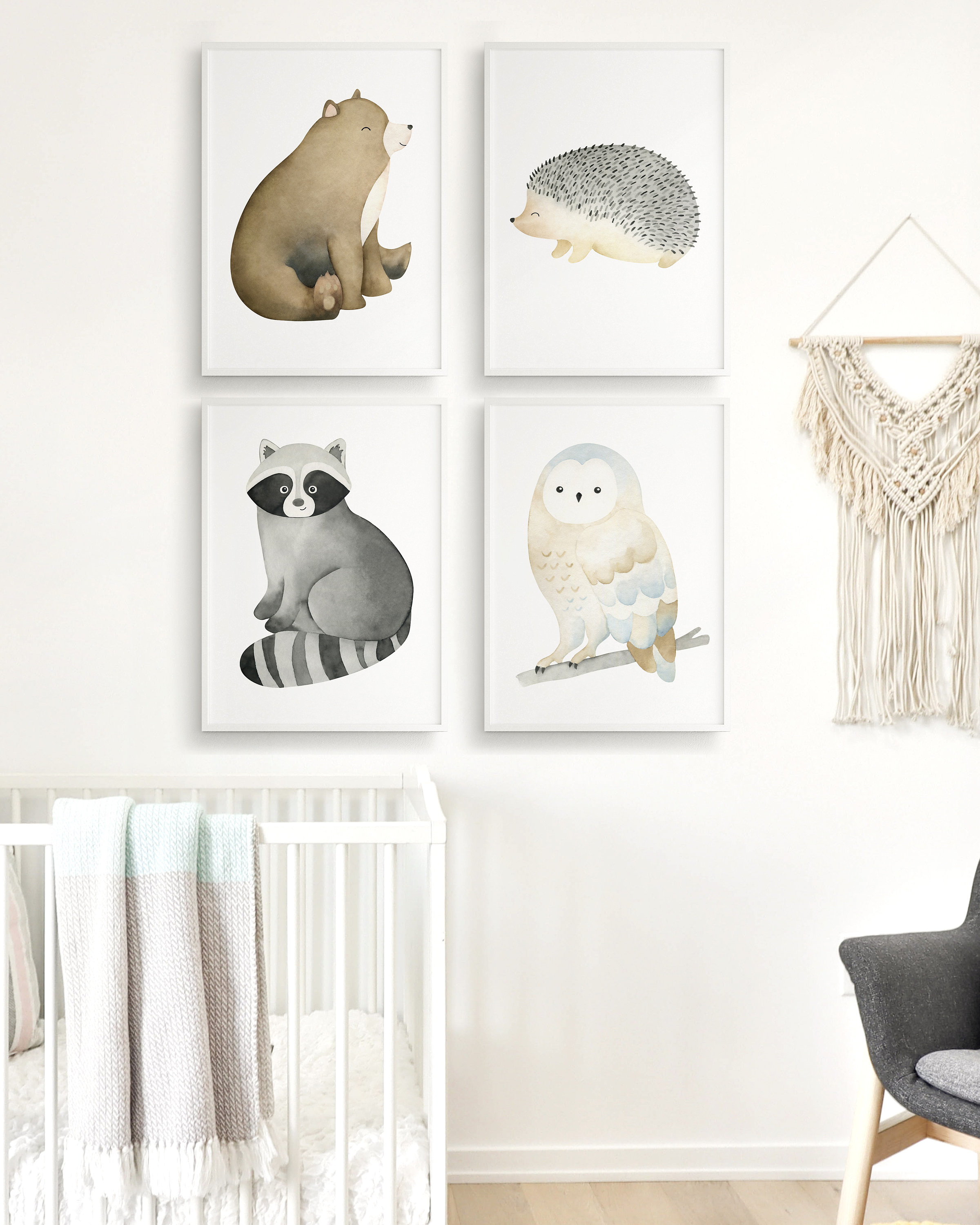 Woodland Animals Poster Watercolor Nursery Printable Wall - Etsy