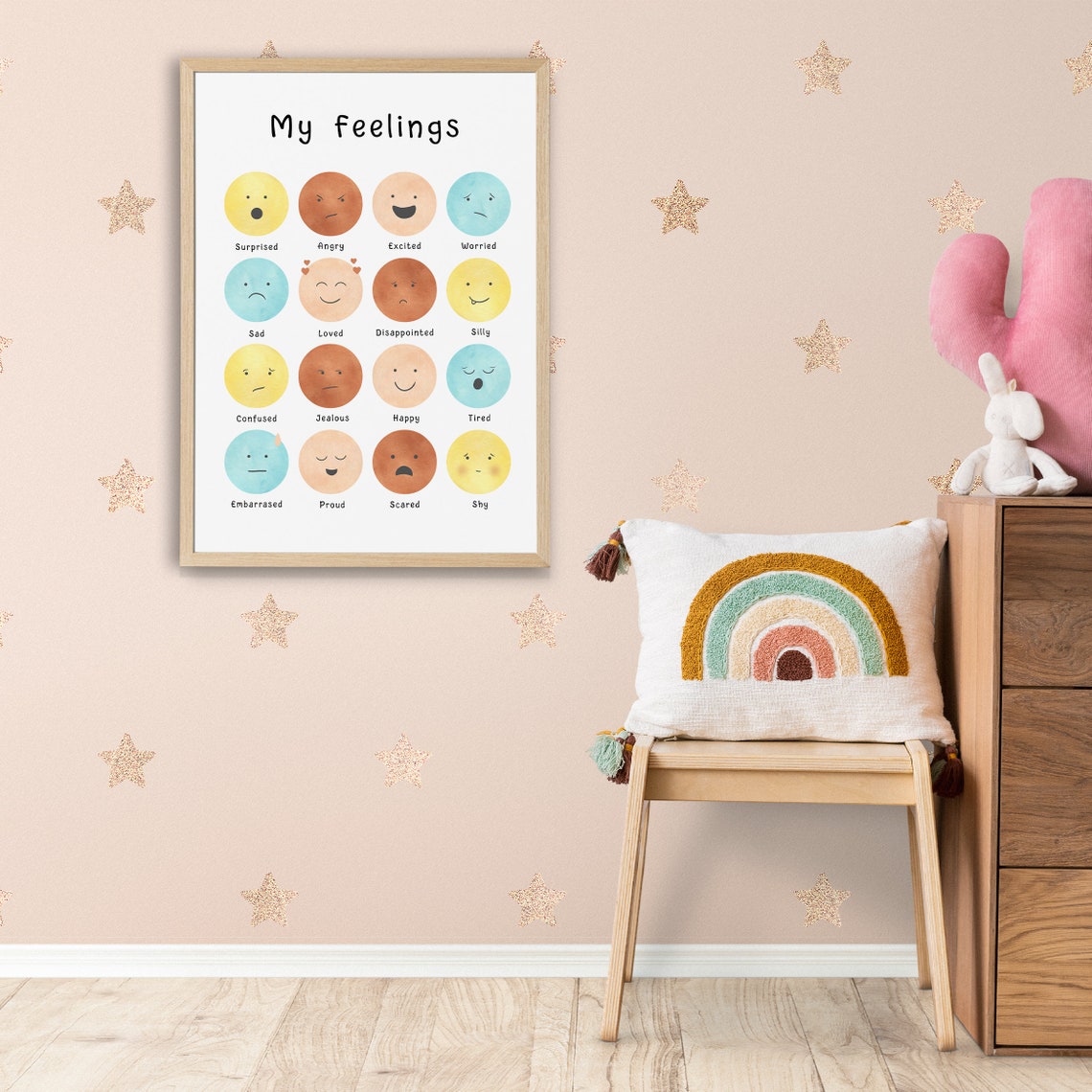 My Feelings Printable, Kids Educational Poster, Rainbow Emotions Chart ...