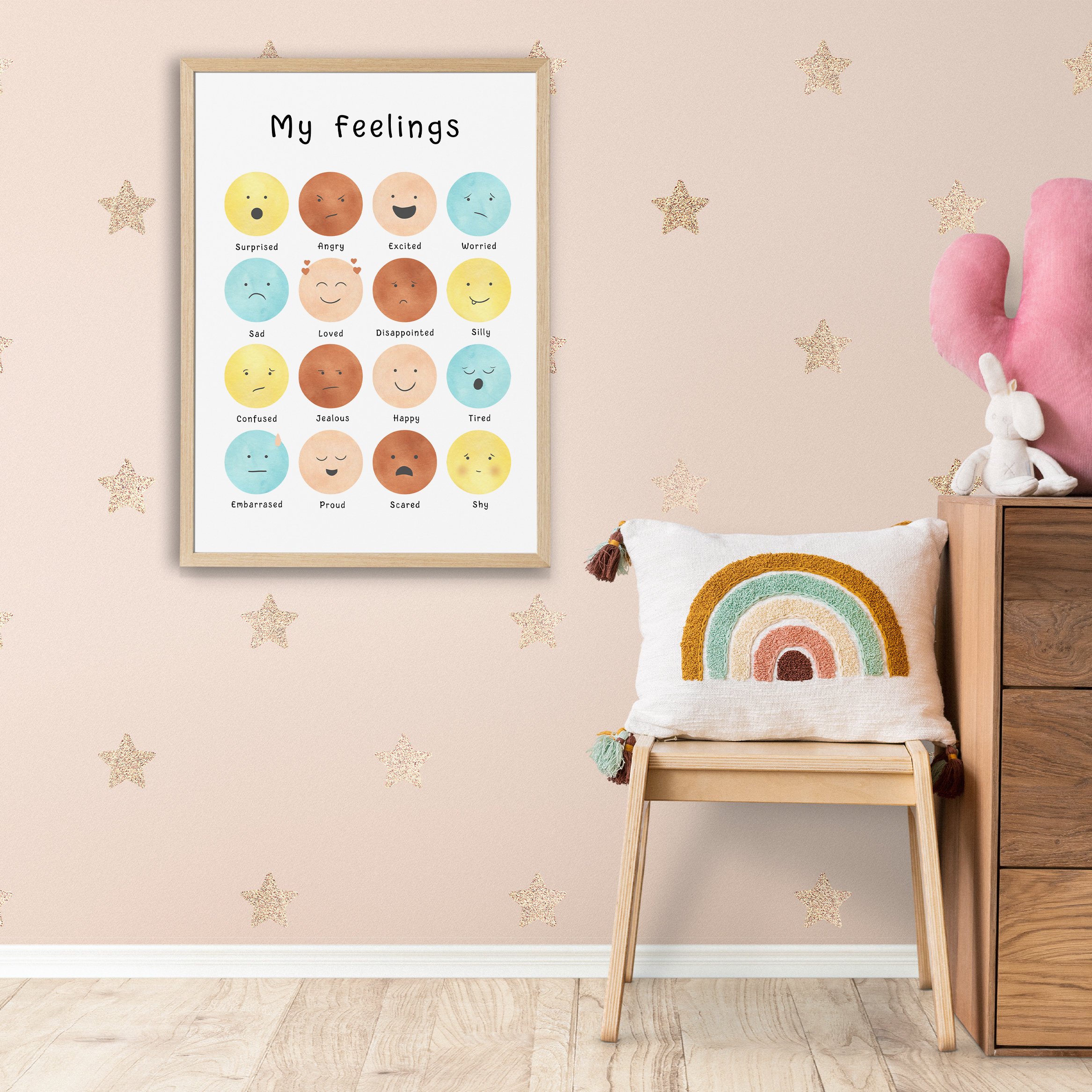 My Feelings Printable, Kids Educational Poster, Rainbow Emotions Chart ...
