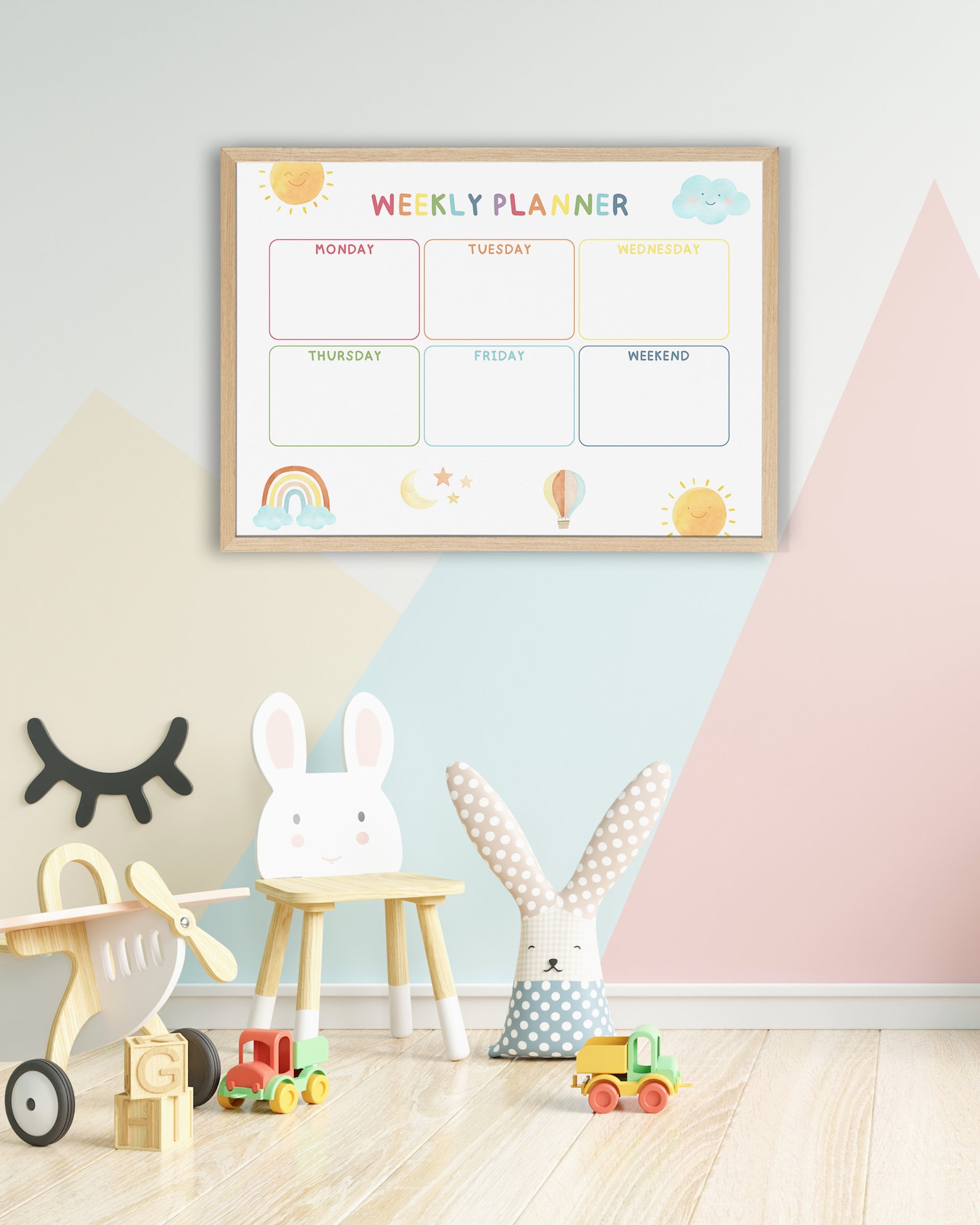 Rainbow Kids Weekly Calendar, Colorful Daily Planner, Homeschool ...