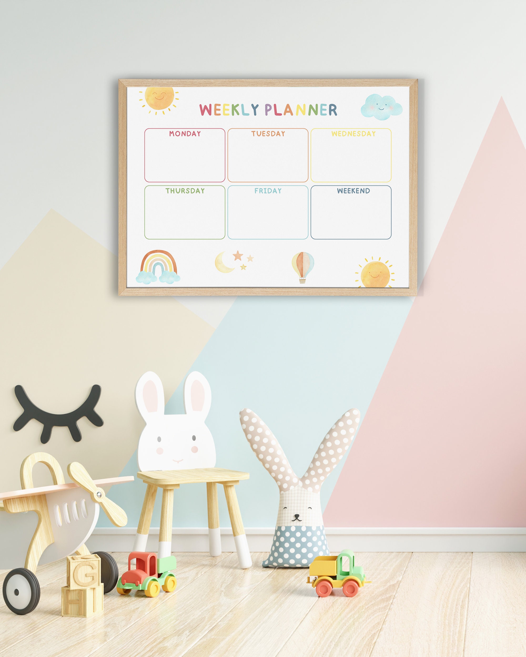 Rainbow Kids Weekly Calendar, Colorful Daily Planner, Homeschool ...