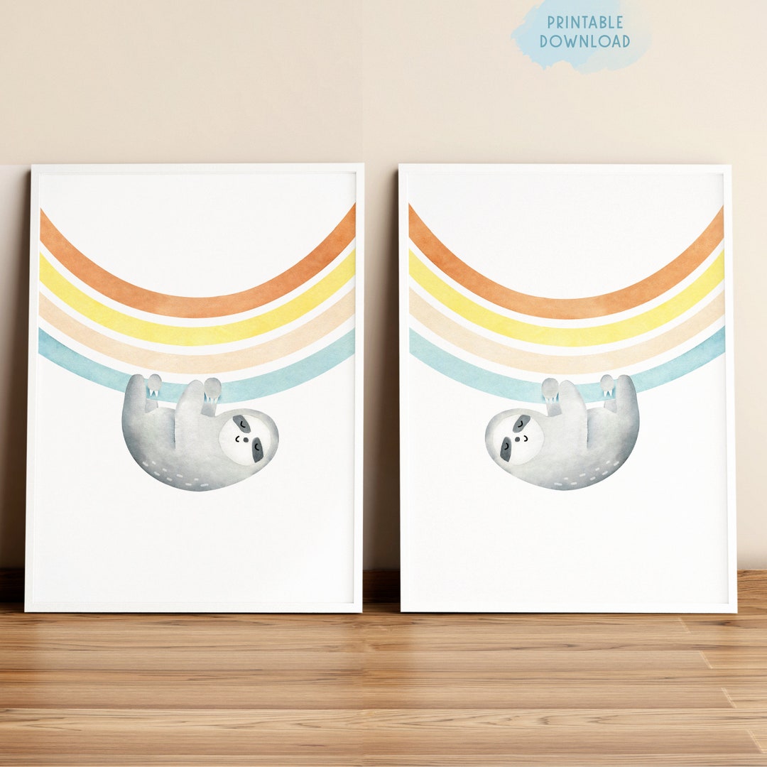Cute Sloth Twins Printable Wall Art, Twins Nursery Decor, Set of 2 ...