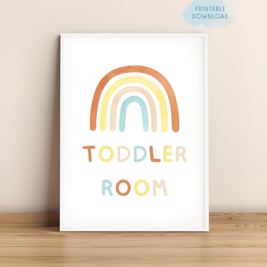 Rainbow Toddler Room Sign, Watercolor Printable Wall Art, Boho Kids ...